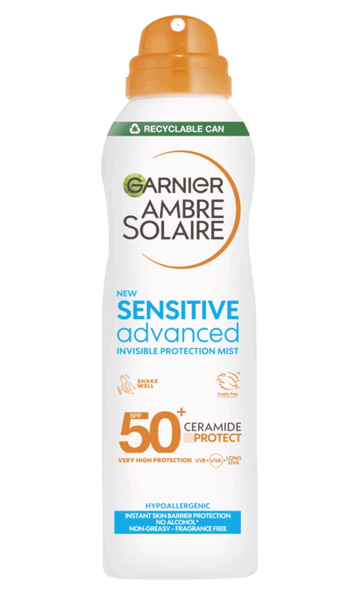 Garnier Ambre Solaire SPF 50+ Sensitive Advanced Dry Mist Sun Spray 150 ...
