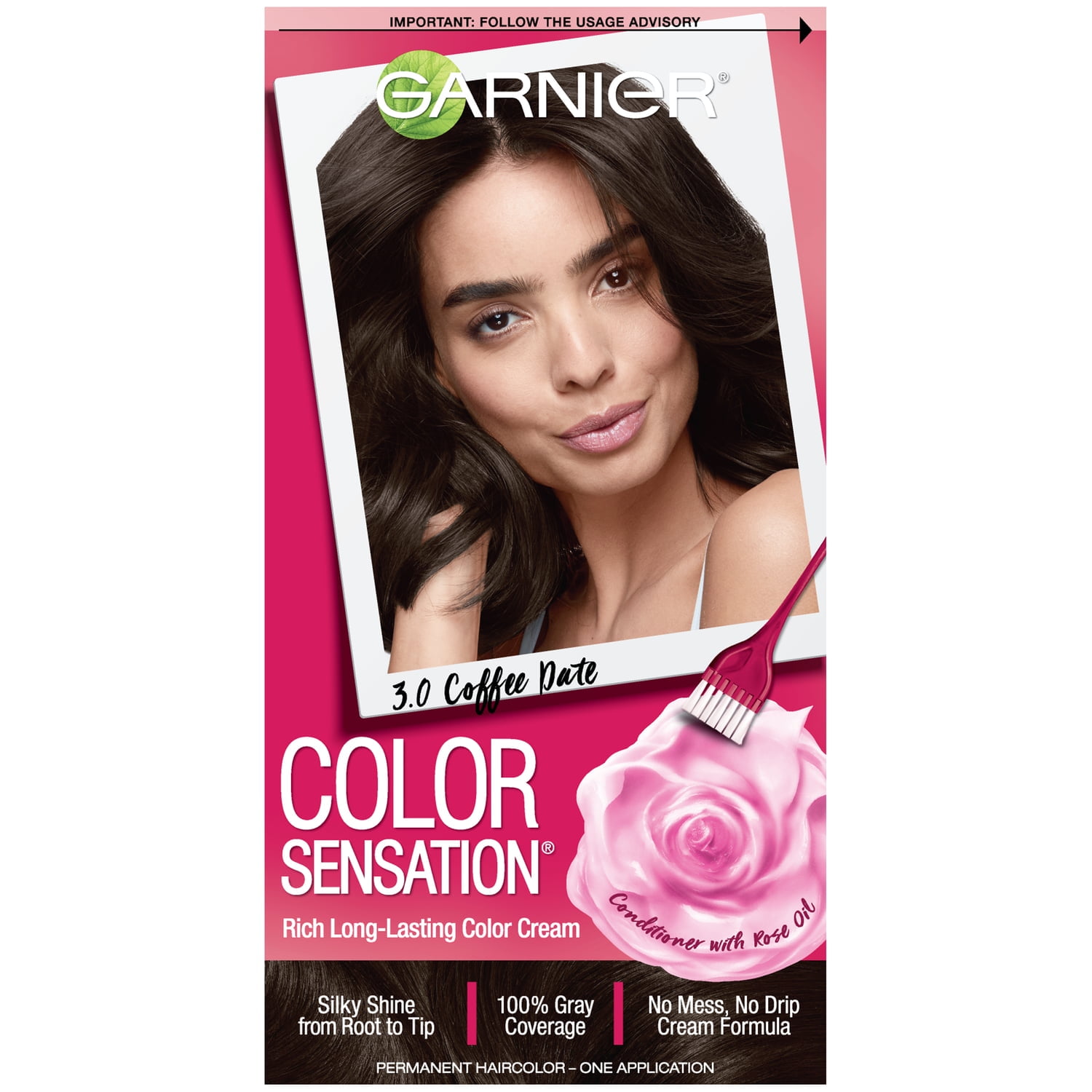 Garnier Color Sensation Hair Color Cream, 3.0 Coffee Date Darkest Brown ...