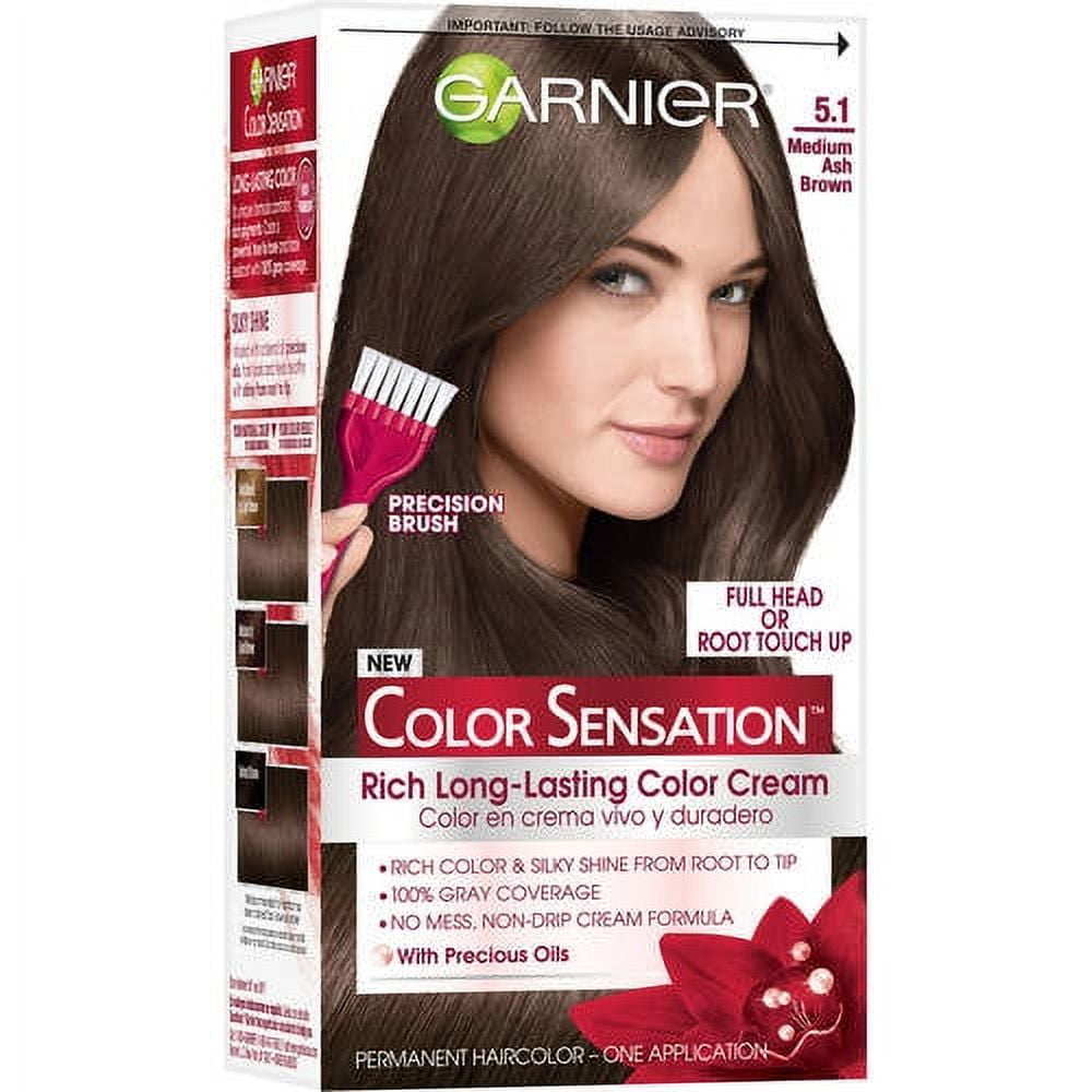 Garnier Color Sensation Hair Color Cream, 5.1 Medium Ash Brown ...