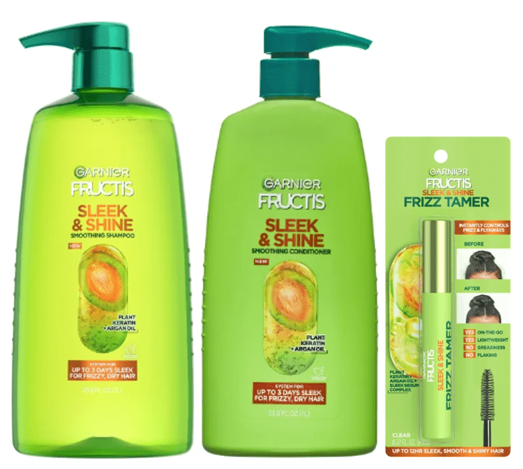 Garnier Fructis Sleek & Shine Smoothing Shampoo, Conditioner, & Styling ...