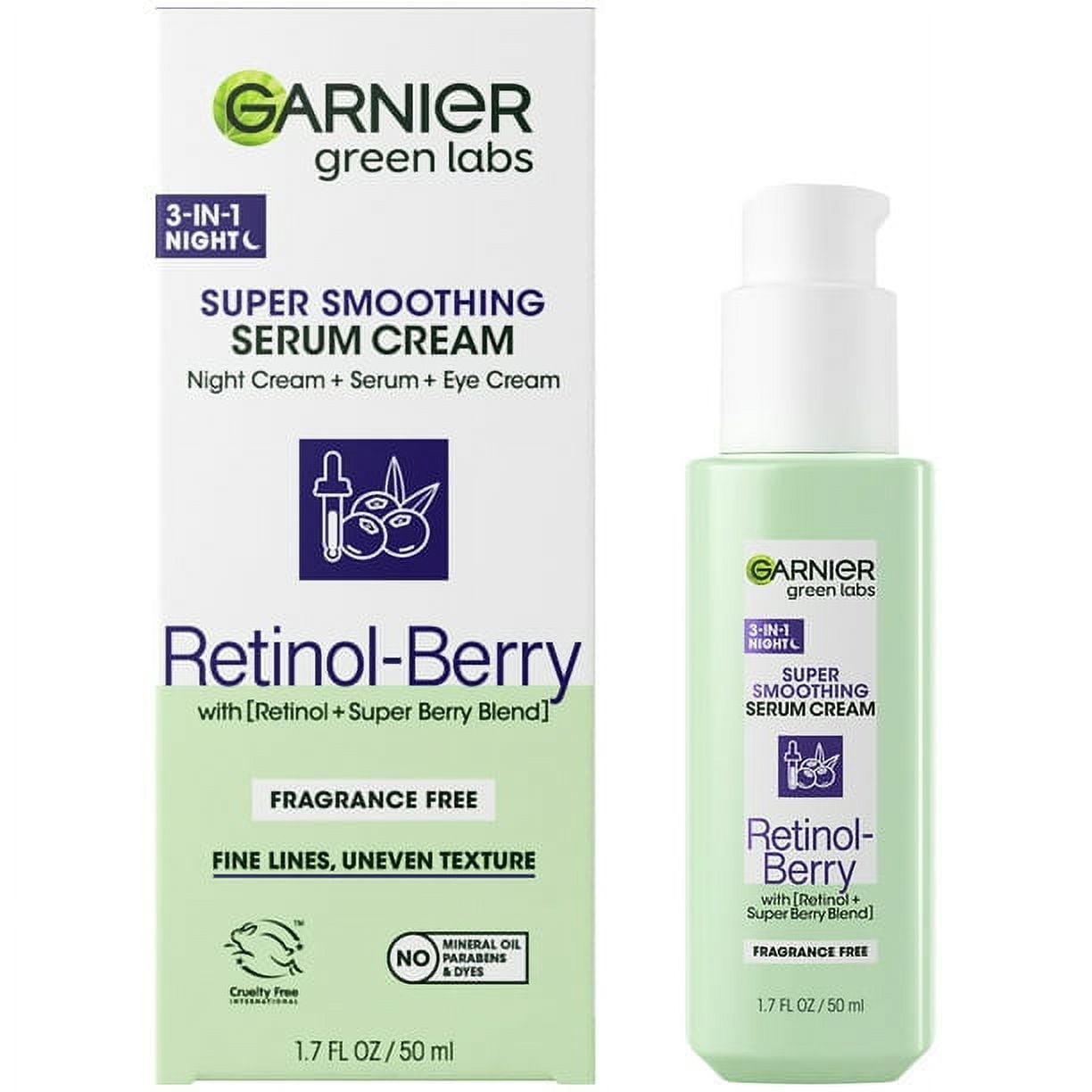 Garnier Green Labs Night Face Facial, Retinol Berry Super Smoothing 3 ...