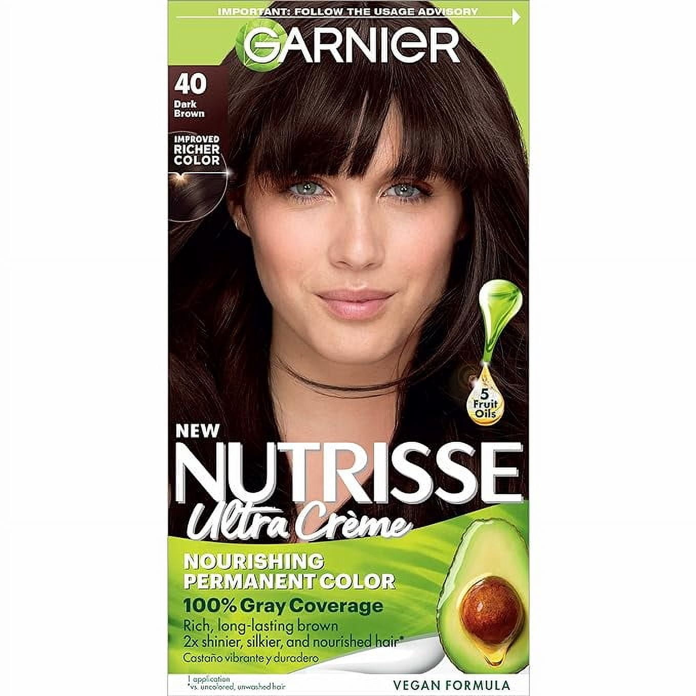 Garnier Hair Color Nutrisse Nourishing Creme, 40 Dark Brown (Dark ...