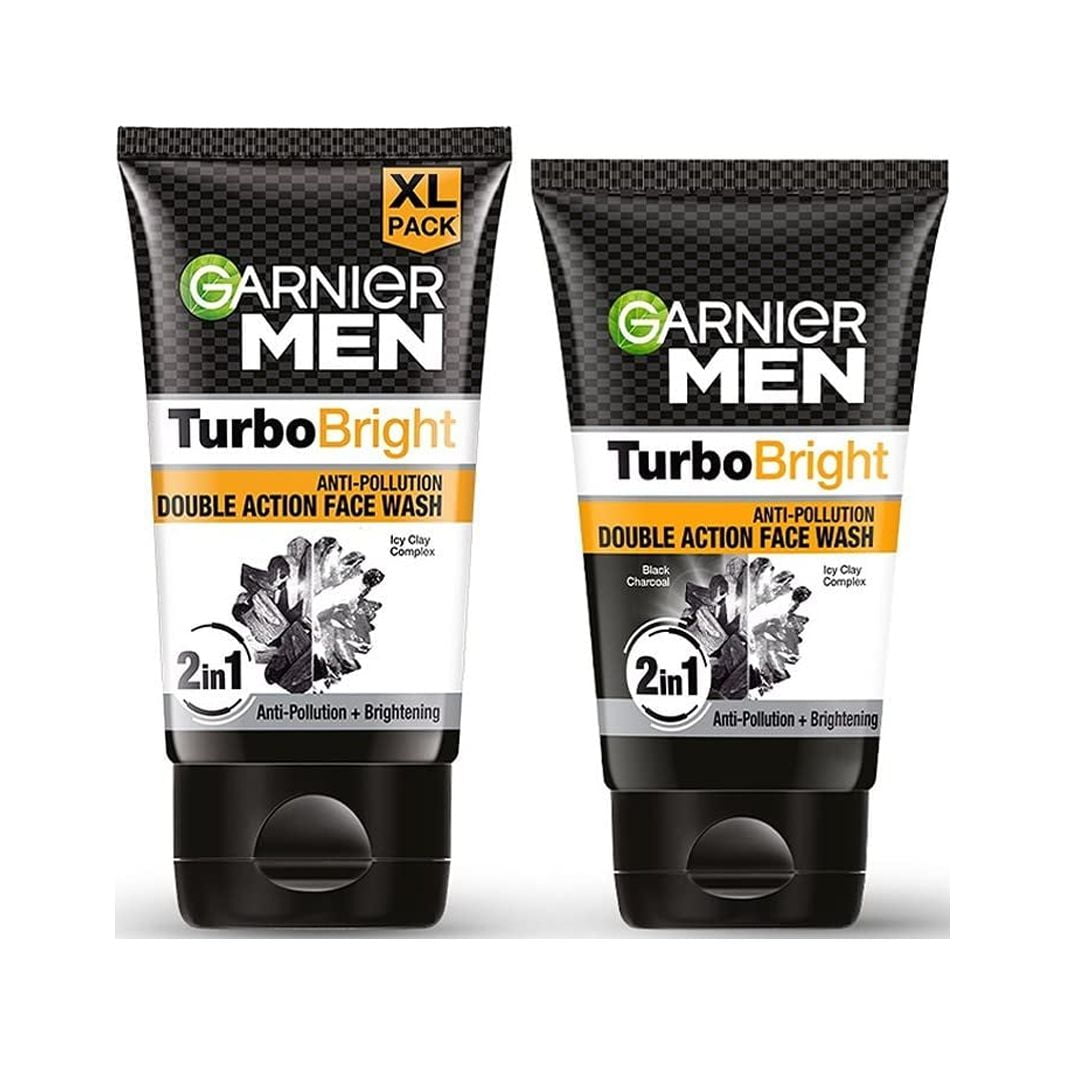 Garnier Men Turbo Bright Charcoal Brightening Facewash, 150gm + Garnier ... Garnier Men Turbo Bright Charcoal Brightening Facewash, 150gm + Garnier ...