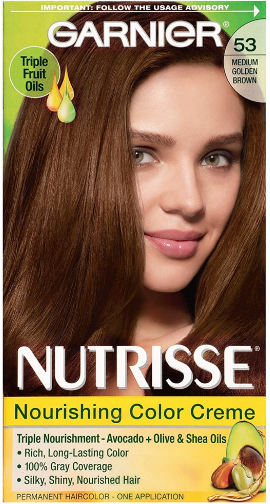 Garnier Nutrisse Hair Color, Medium Golden Brown 53, Nourishing Creme ...
