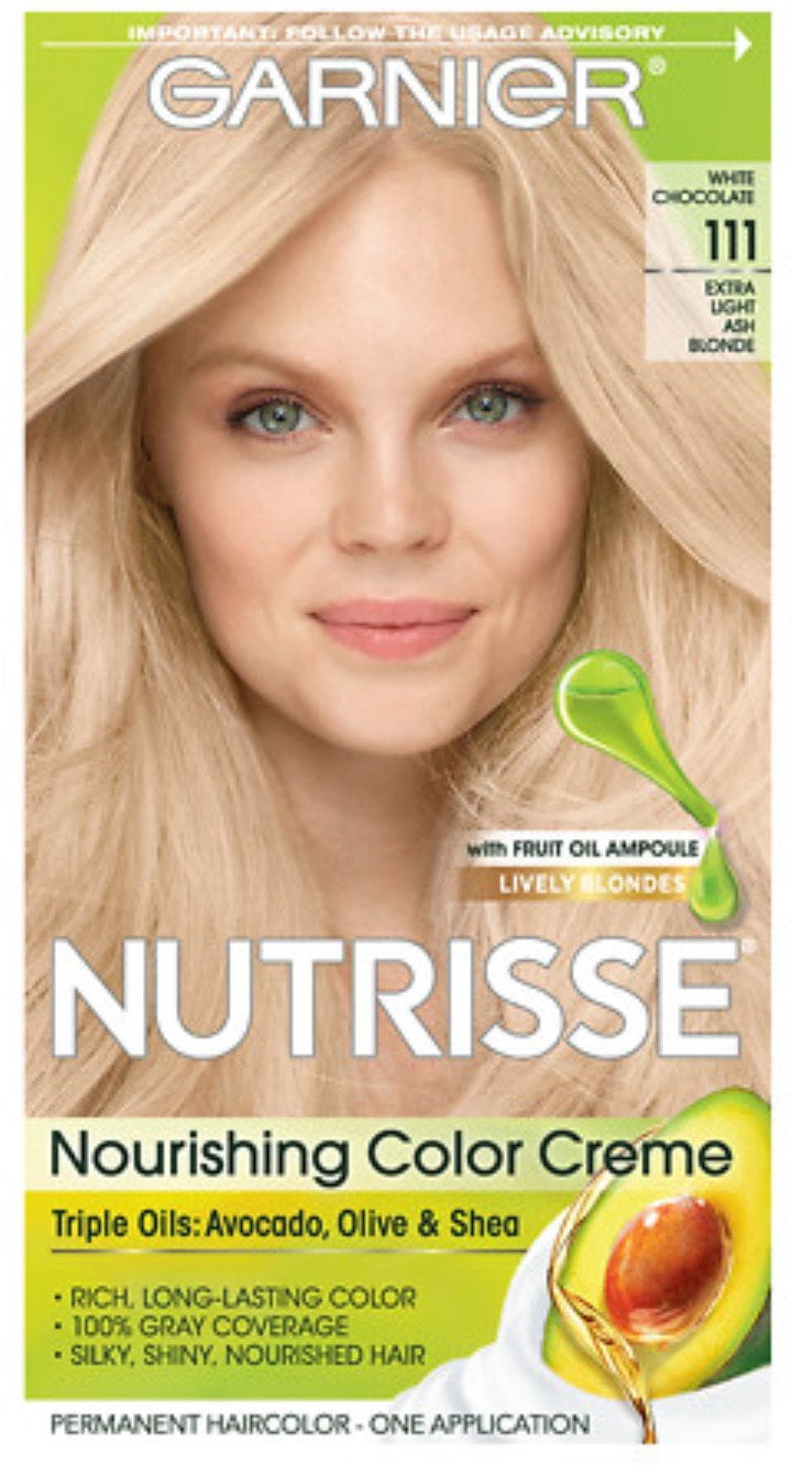 Garnier Nutrisse Nourishing Hair Dye, 111 Extra-Light Ash Blonde (Pack ...