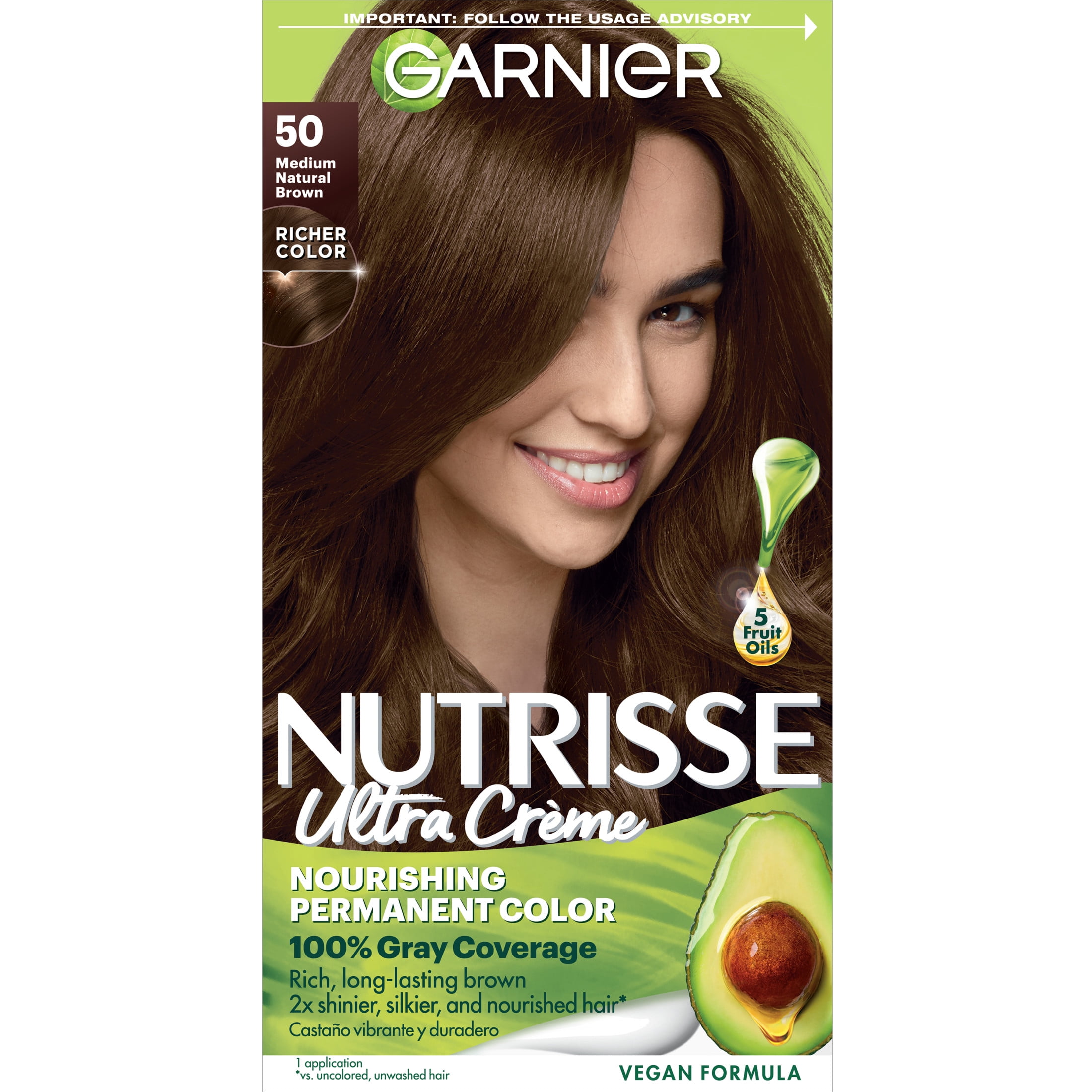 Garnier Nutrisse Nourishing Hair Color Creme, 050 Medium Natural Brown ...