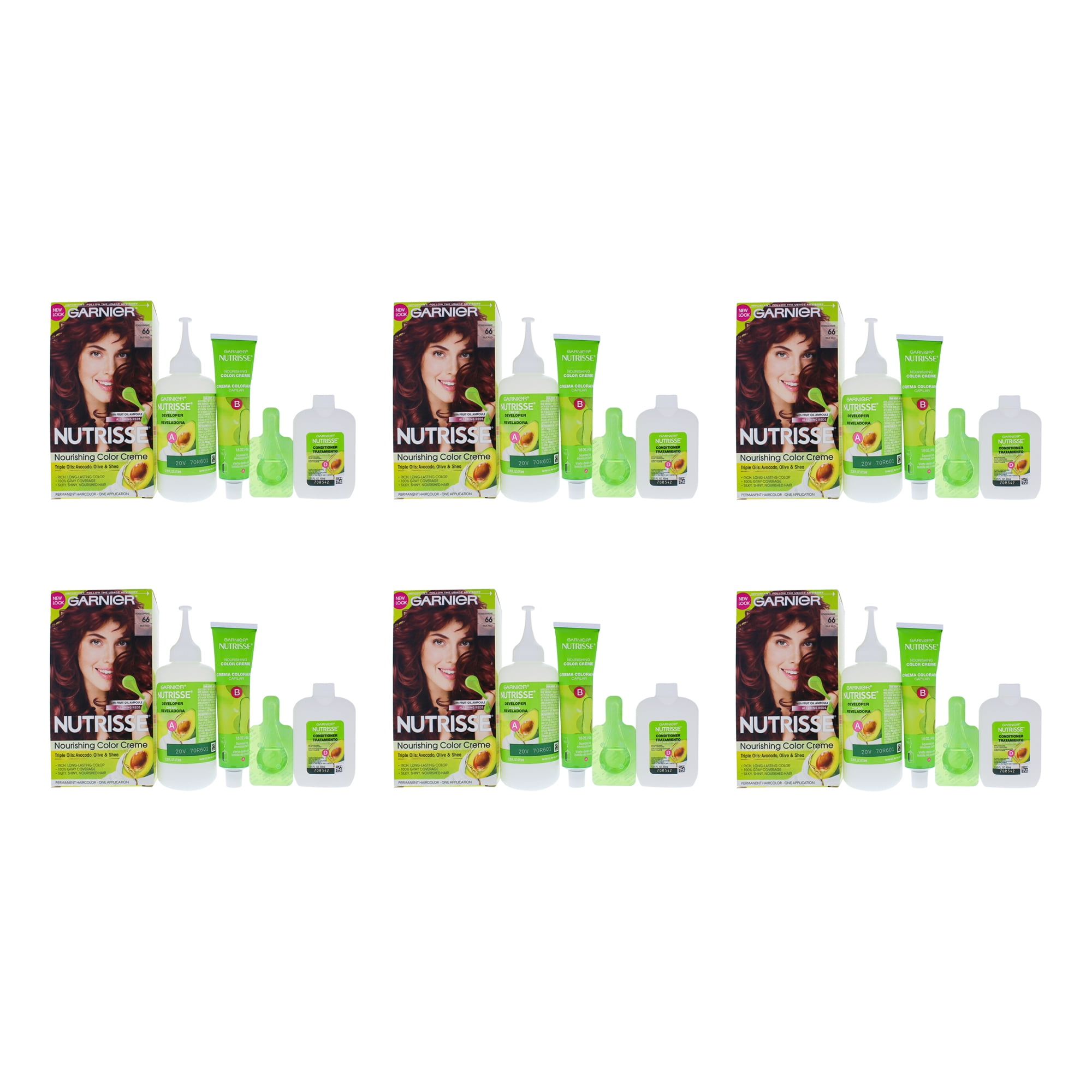 Garnier Nutrisse Nourishing Color Creme - 66 True Red - Pack of 6, 1 ...