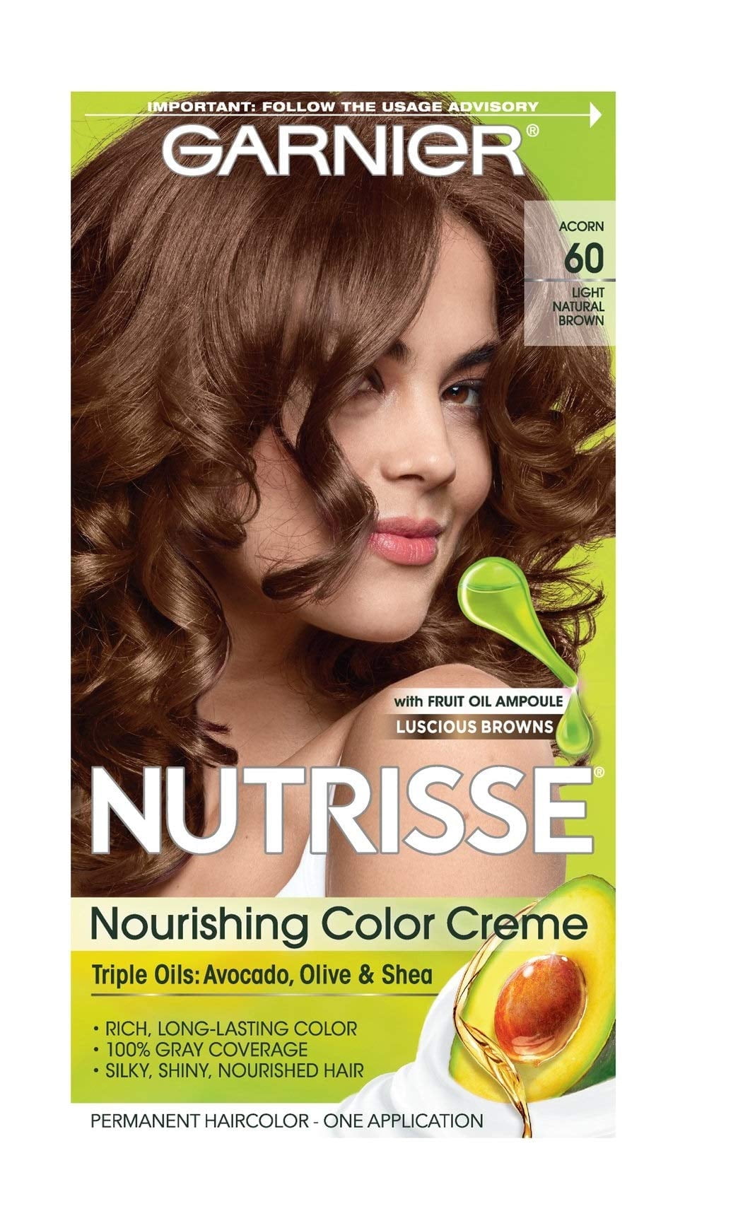 Garnier Nutrisse Nourishing Hair Dye Cream, Light Brown, Avocado Oil ...