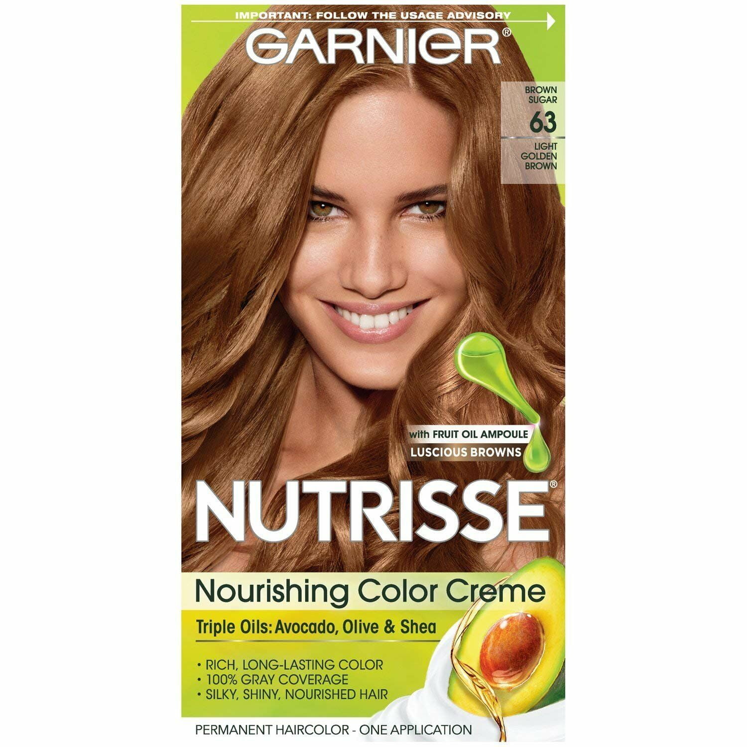 Garnier Nutrisse Nourishing Color Creme, Permanent Hair Color, 63 Brown ...