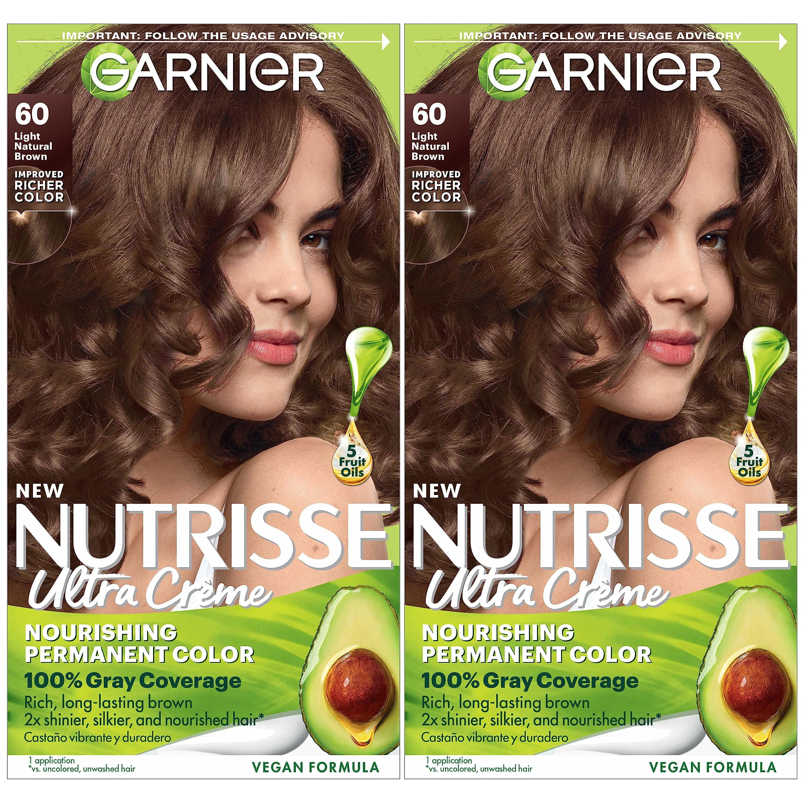 Garnier Nutrisse Nourishing Creme: 60 Light Natural Brown (Acorn) Hair ...