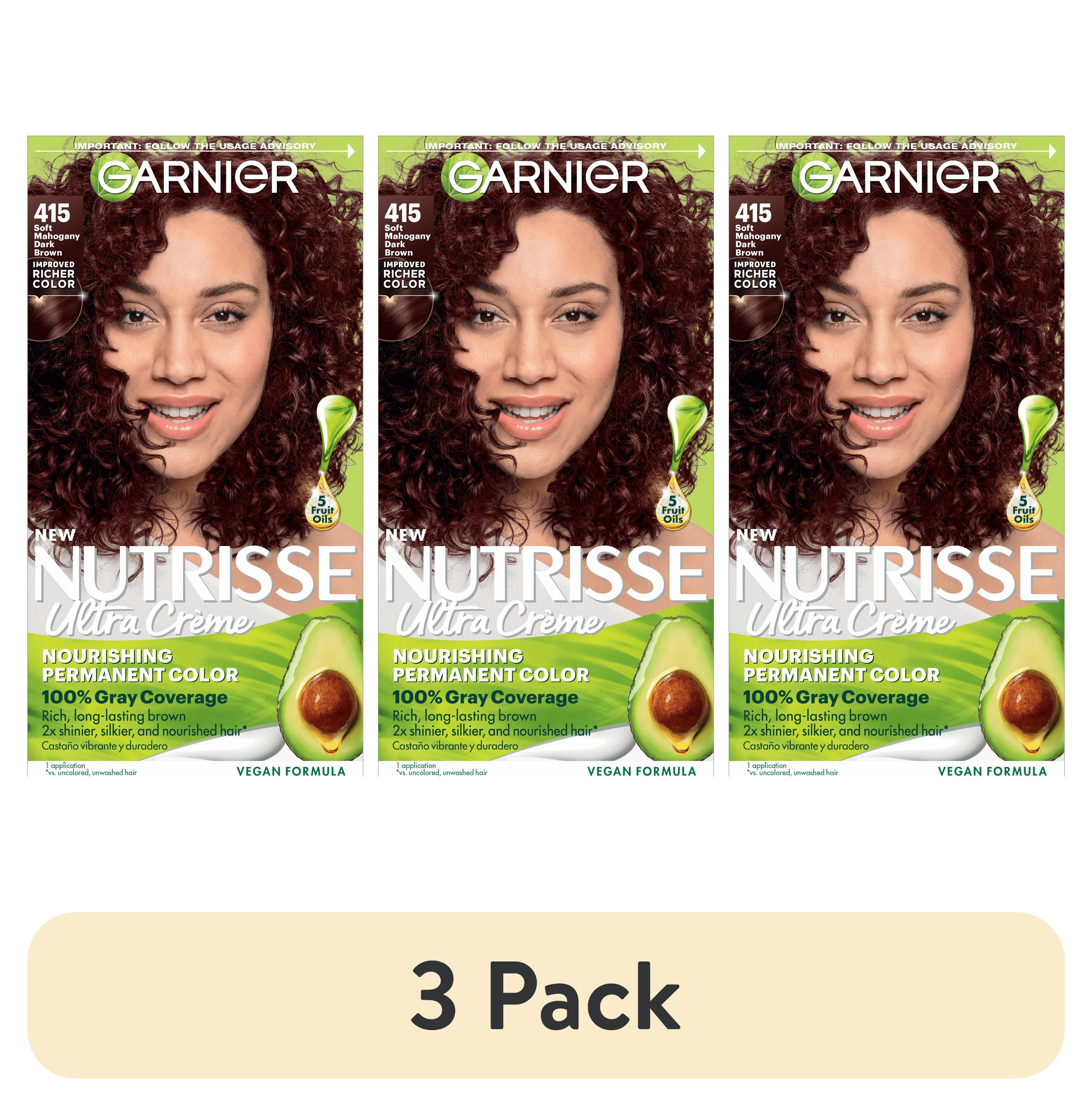 (3 pack) Garnier Nutrisse Nourishing Hair Color, 415 Soft Mahogany Dark ...