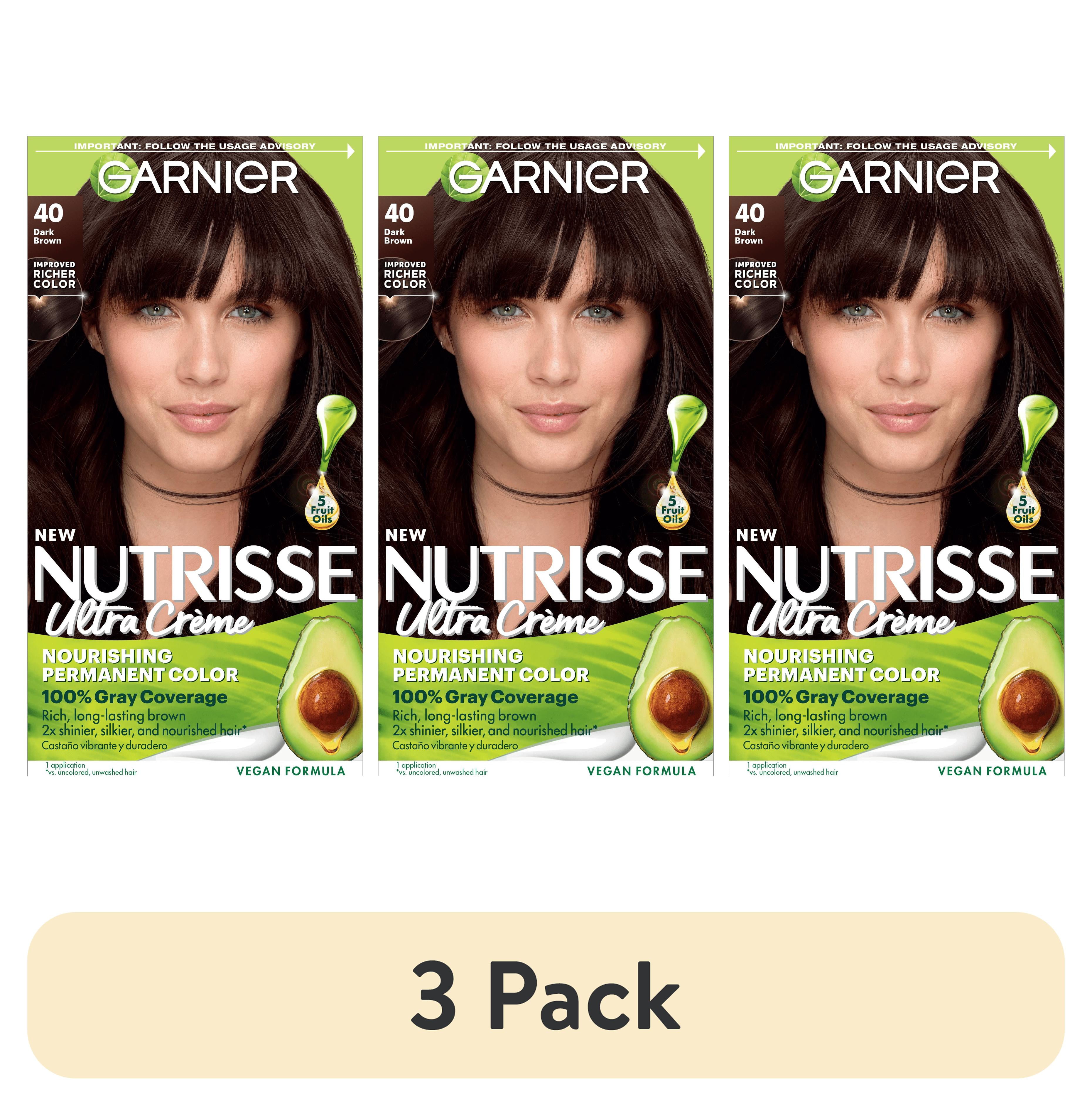 (3 pack) Garnier Nutrisse Nourishing Hair Color Creme, 040 Dark Brown ...