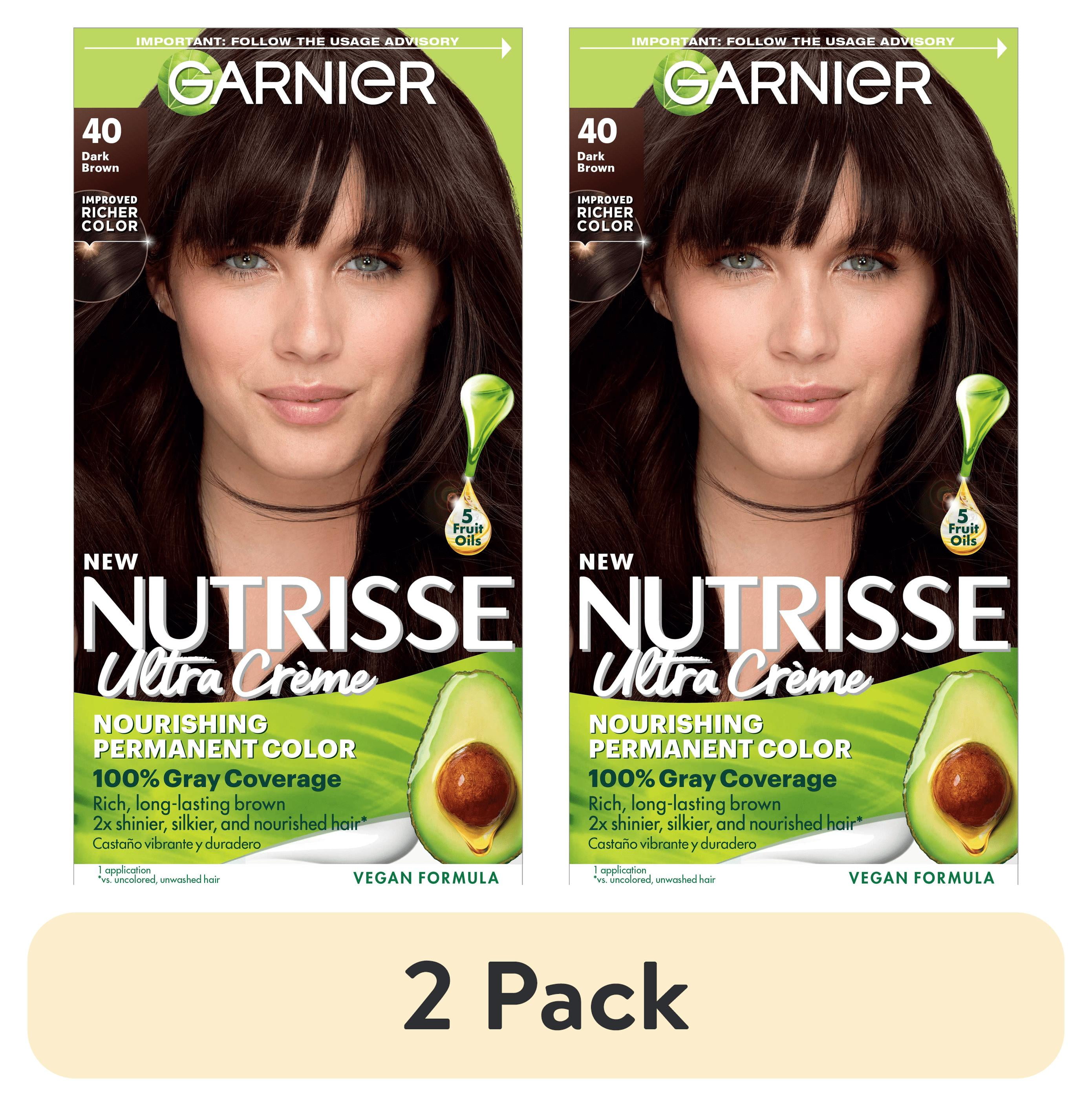 (2 pack) Garnier Nutrisse Nourishing Hair Color Creme, 040 Dark Brown ...