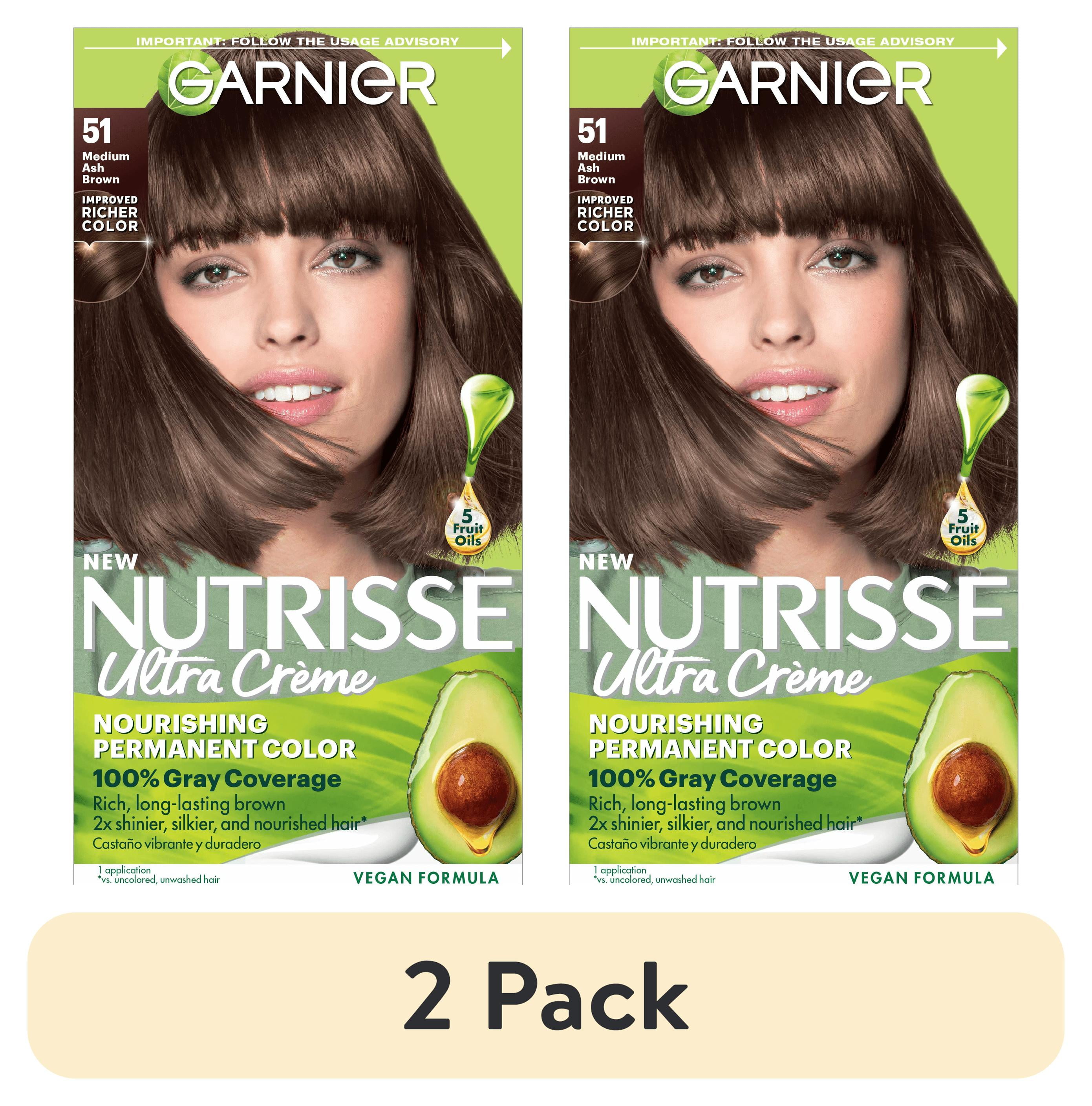 (2 pack) Garnier Nutrisse Nourishing Hair Color Creme, 051 Medium Ash Brown Cool Tea - Walmart.com