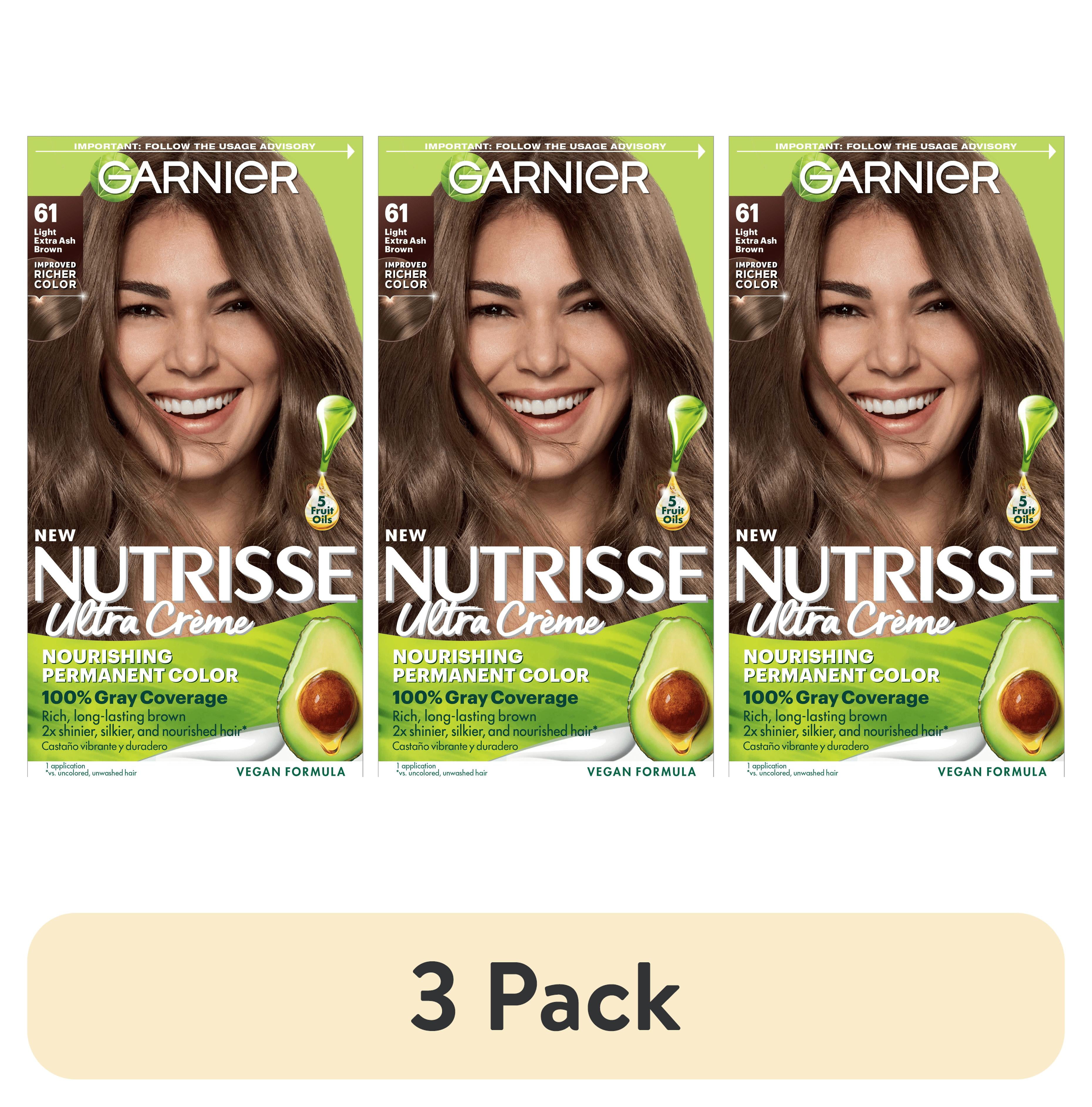(3 pack) Garnier Nutrisse Nourishing Hair Color Creme, 061 Light Ash ...