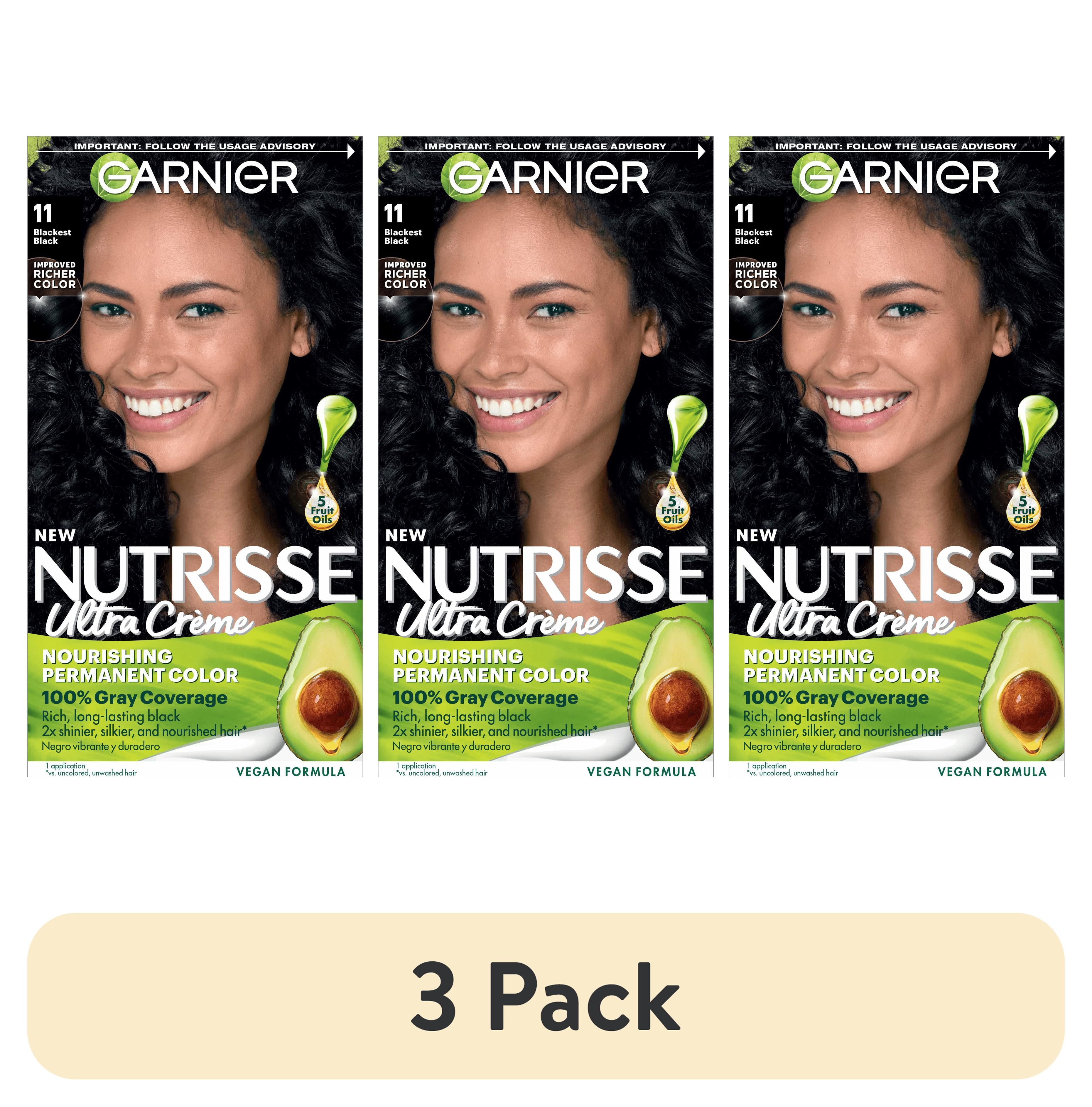 (3 pack) Garnier Nutrisse Nourishing Hair Color Creme, 11 Blackest ...