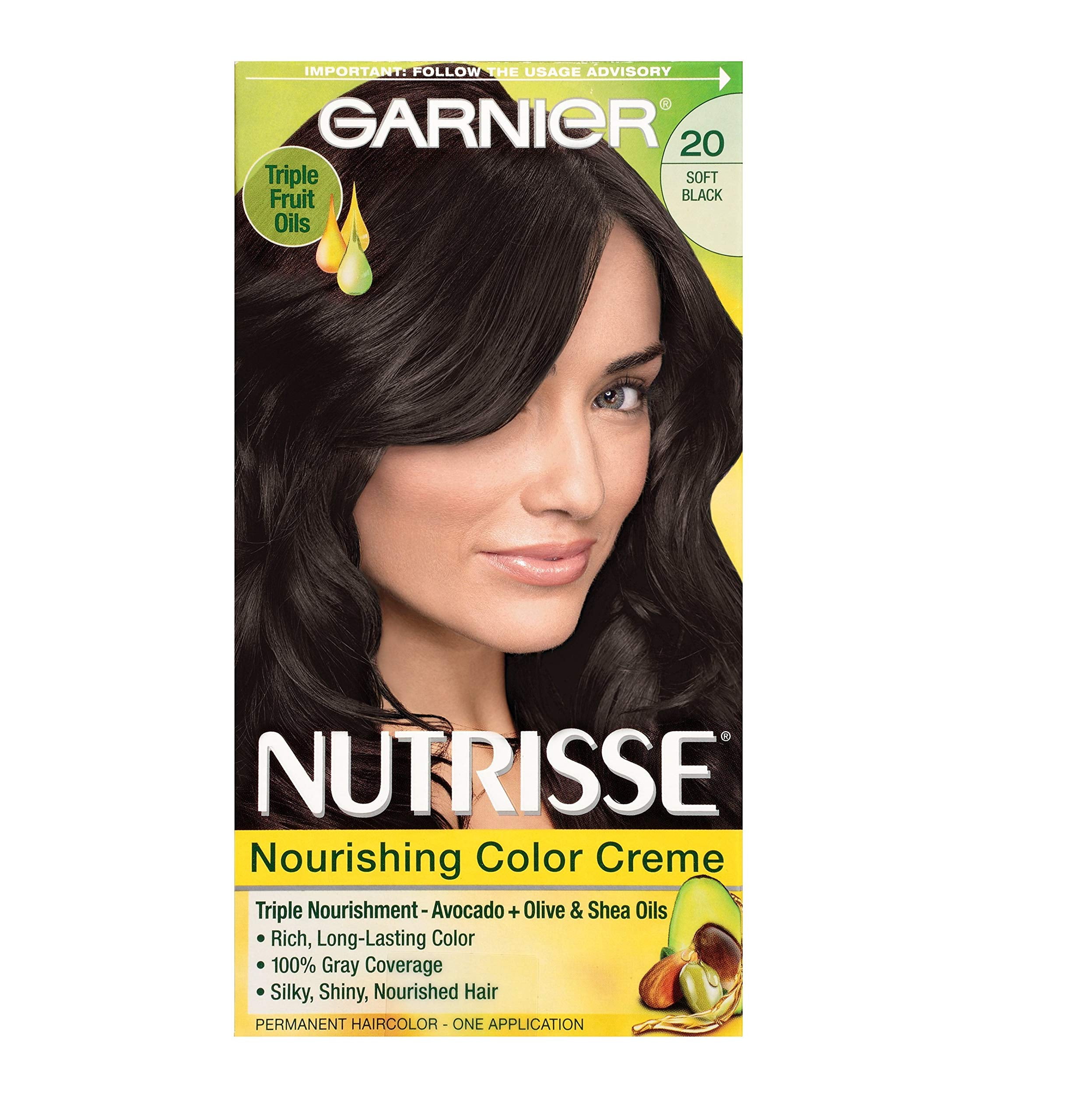Garnier Nutrisse Nourishing Hair Color Creme, 20 Soft Black (Black Tea ...