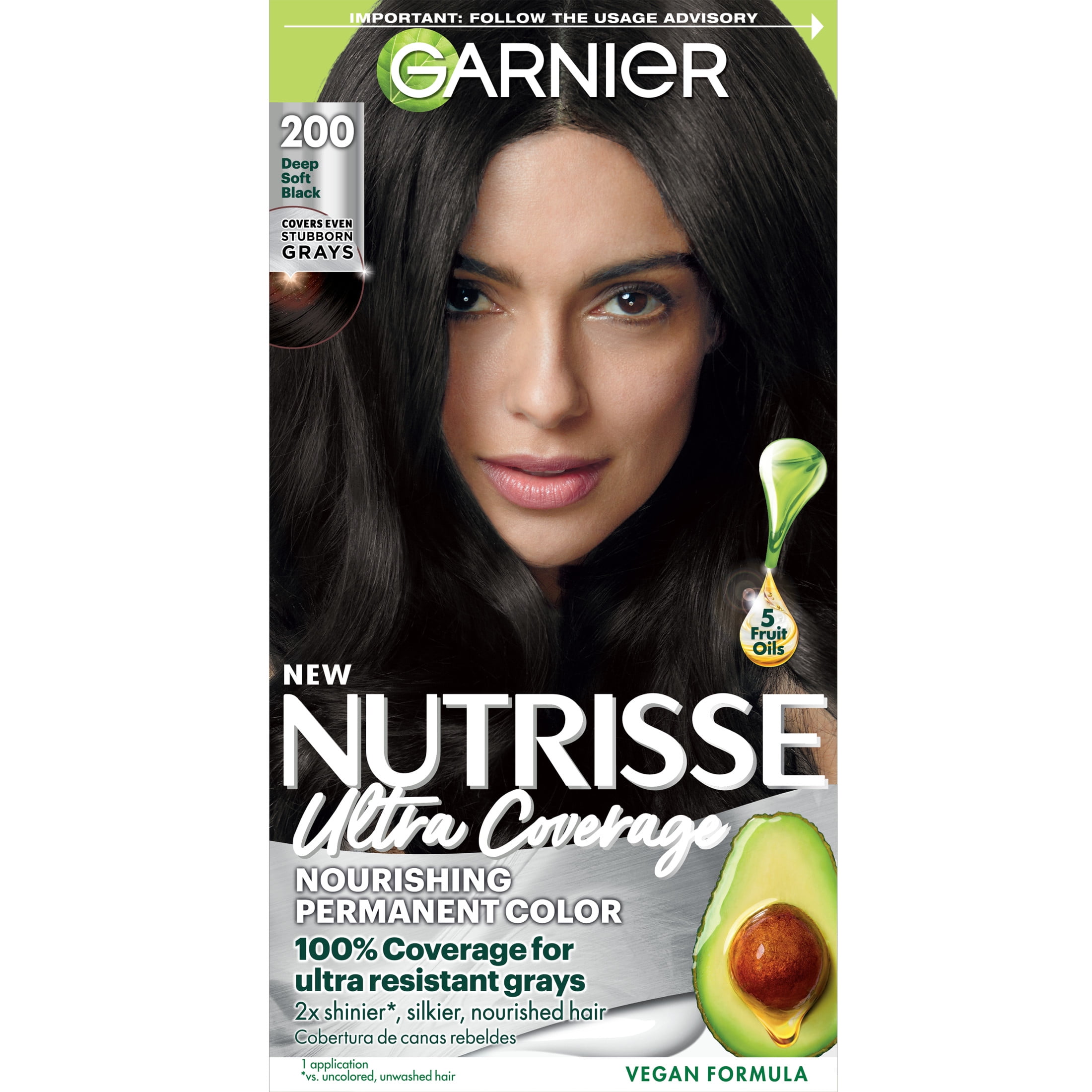 Garnier Nutrisse Nourishing Hair Color Creme 200 Deep Soft Black Black ...