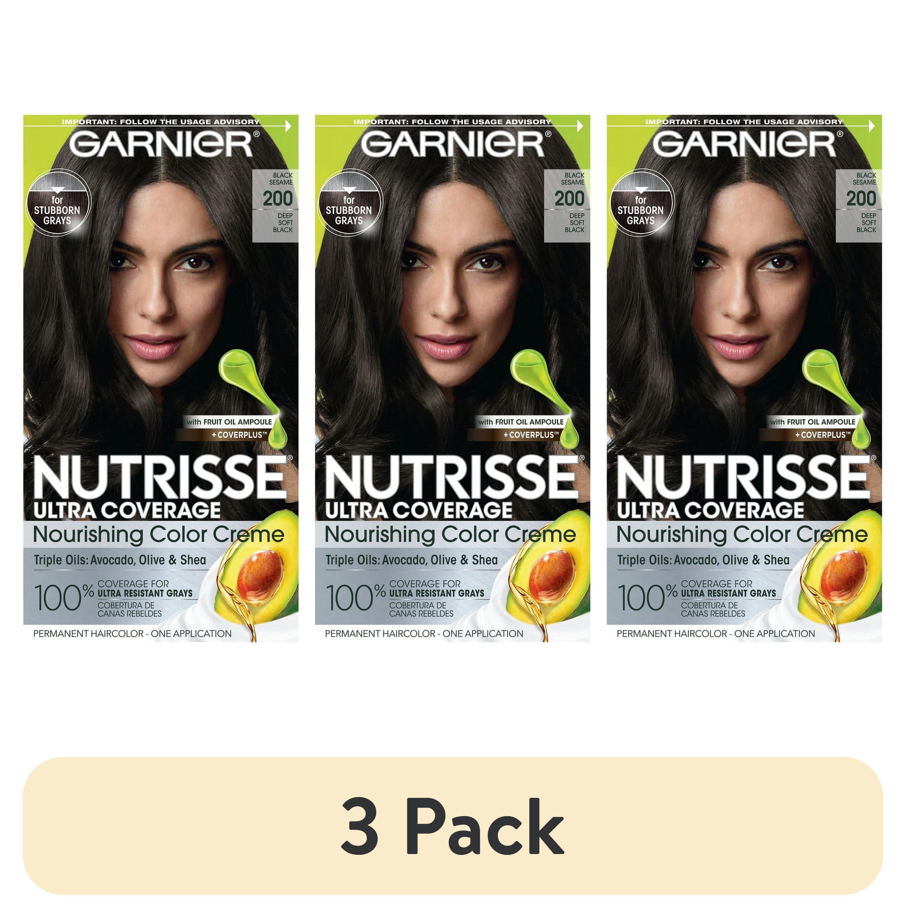 (3 pack) Garnier Nutrisse Nourishing Hair Color Creme, 200 Deep Soft ...