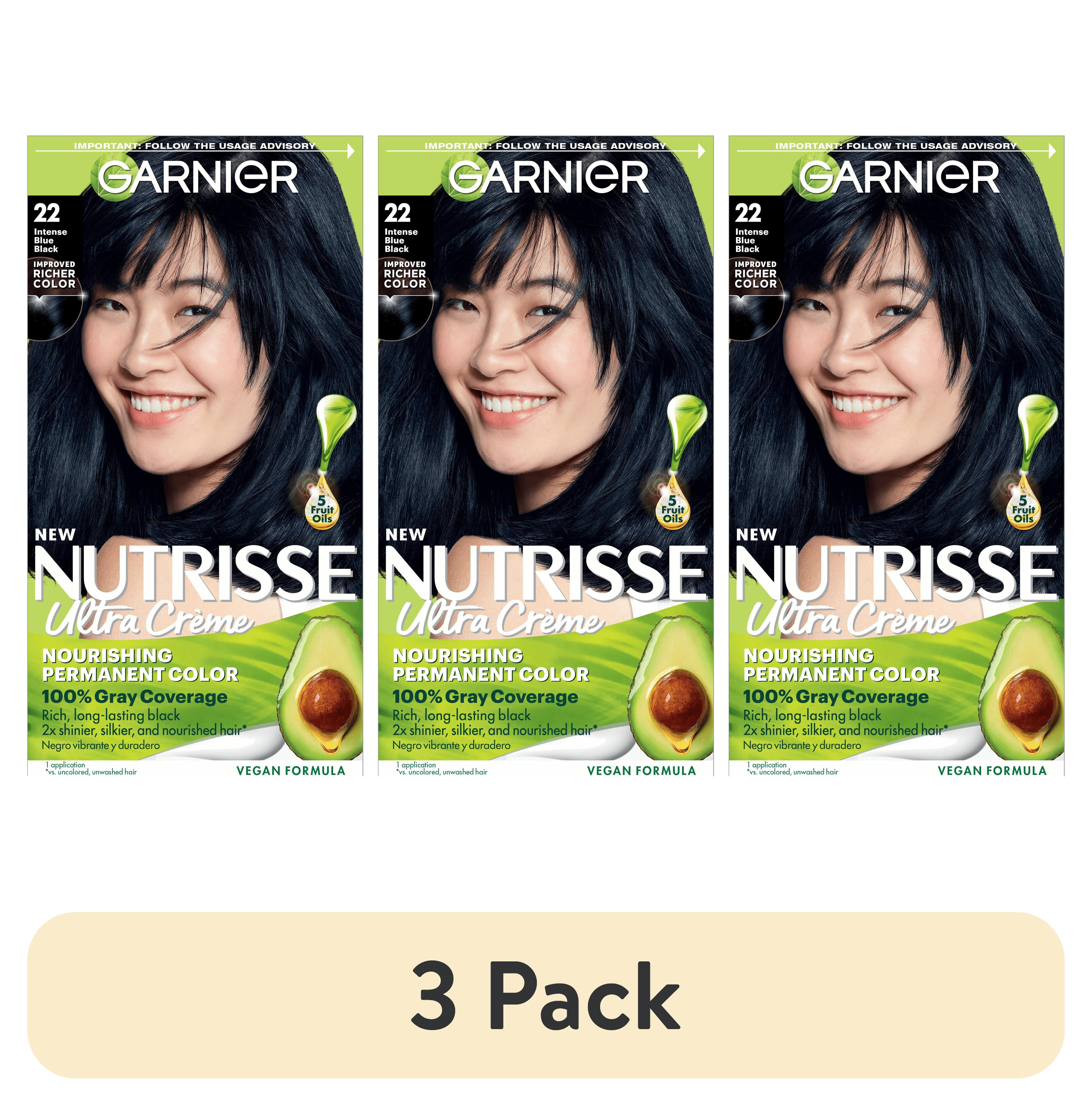 (3 pack) Garnier Nutrisse Nourishing Hair Color Creme, 22 Intense Blue ...