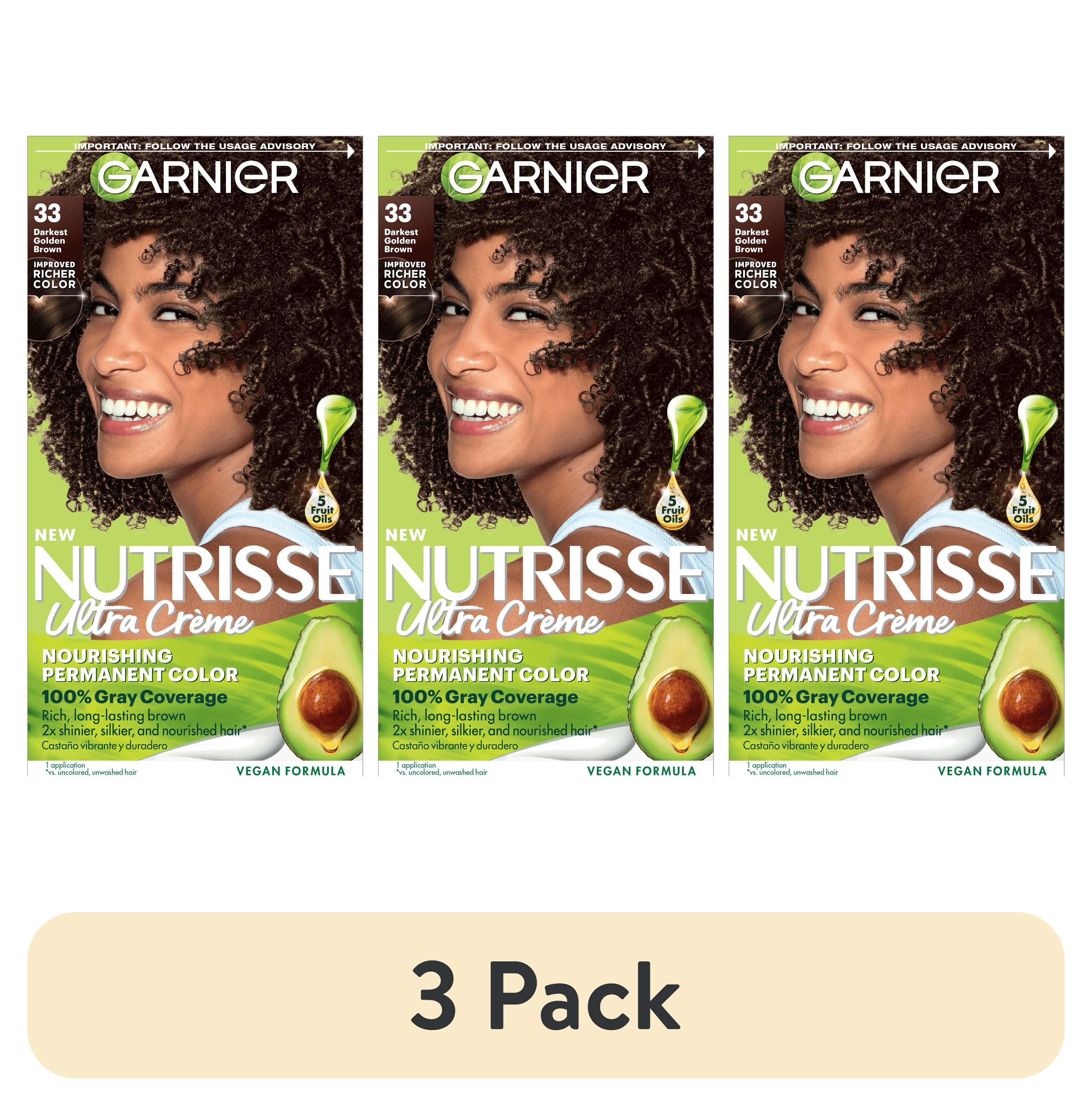 (3 pack) Garnier Nutrisse Nourishing Hair Color Creme, 33 Darkest ...