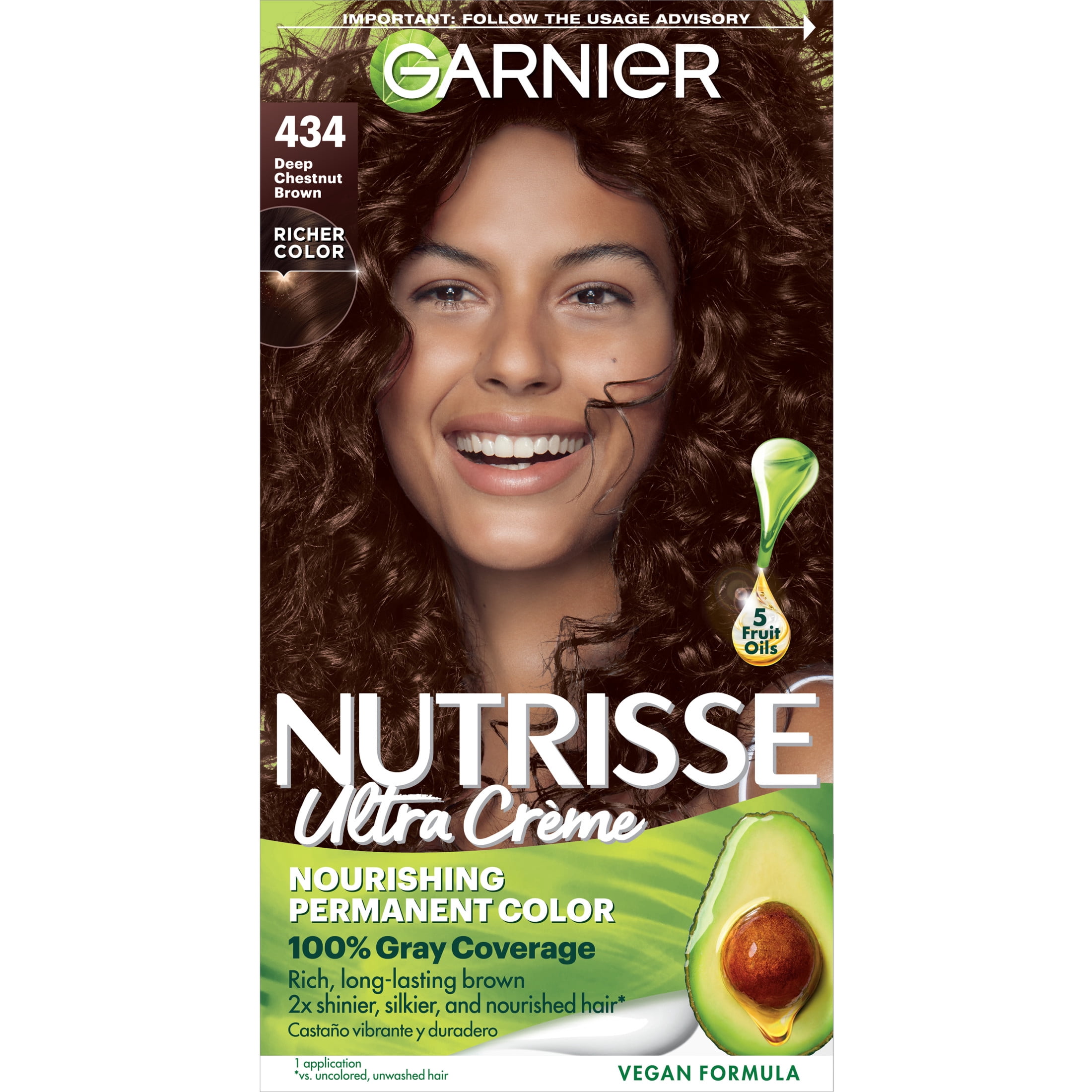 Garnier Nutrisse Nourishing Hair Color Creme, 434 Deep Chestnut Brown ...