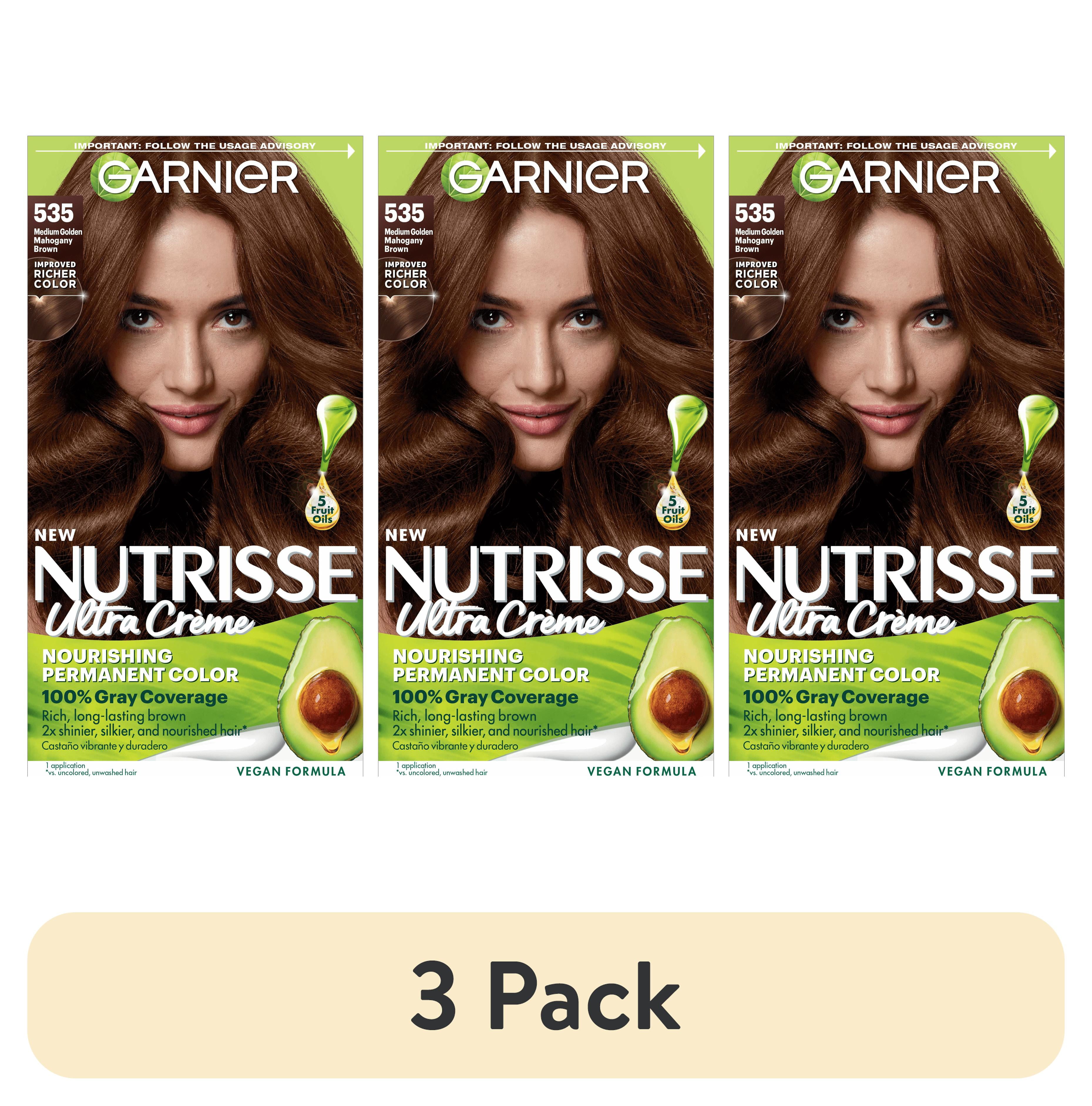 (3 pack) Garnier Nutrisse Nourishing Hair Color Creme, 535 Medium Gold ...