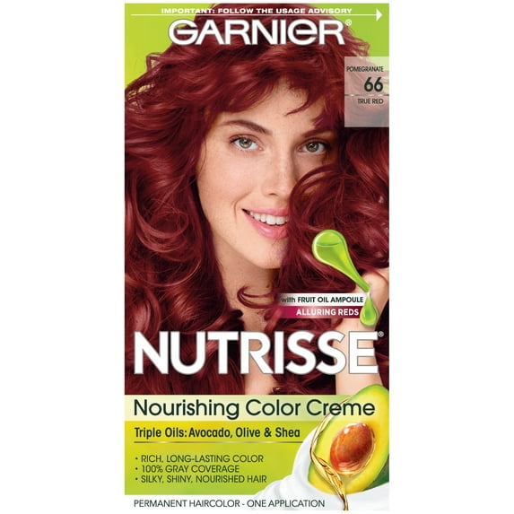 Garnier Nutrisse Nourishing Hair Color Creme, 66 True Red Pomegranate ...
