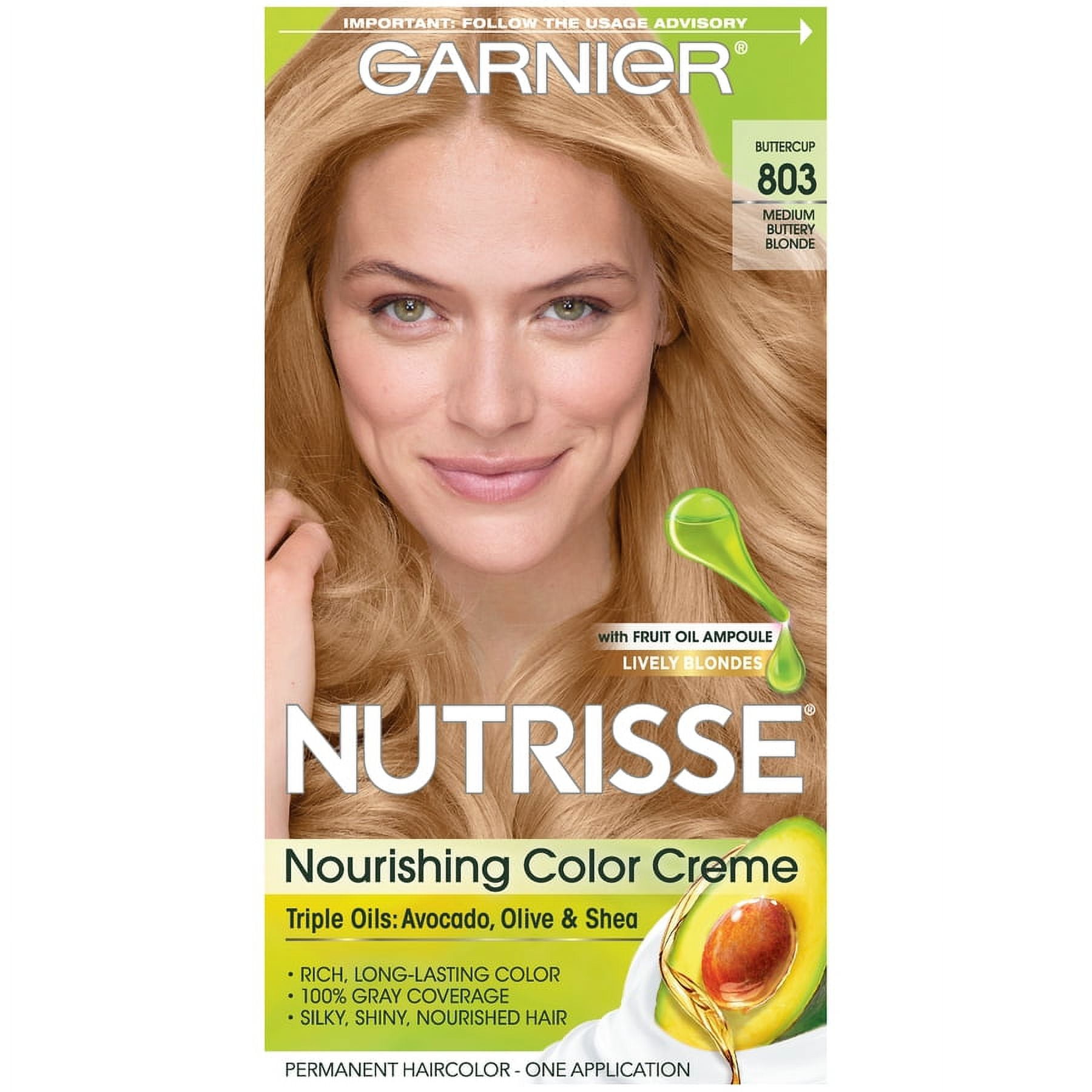 Garnier Nutrisse Nourishing Hair Color Creme, 803 Medium Buttery Blonde ...