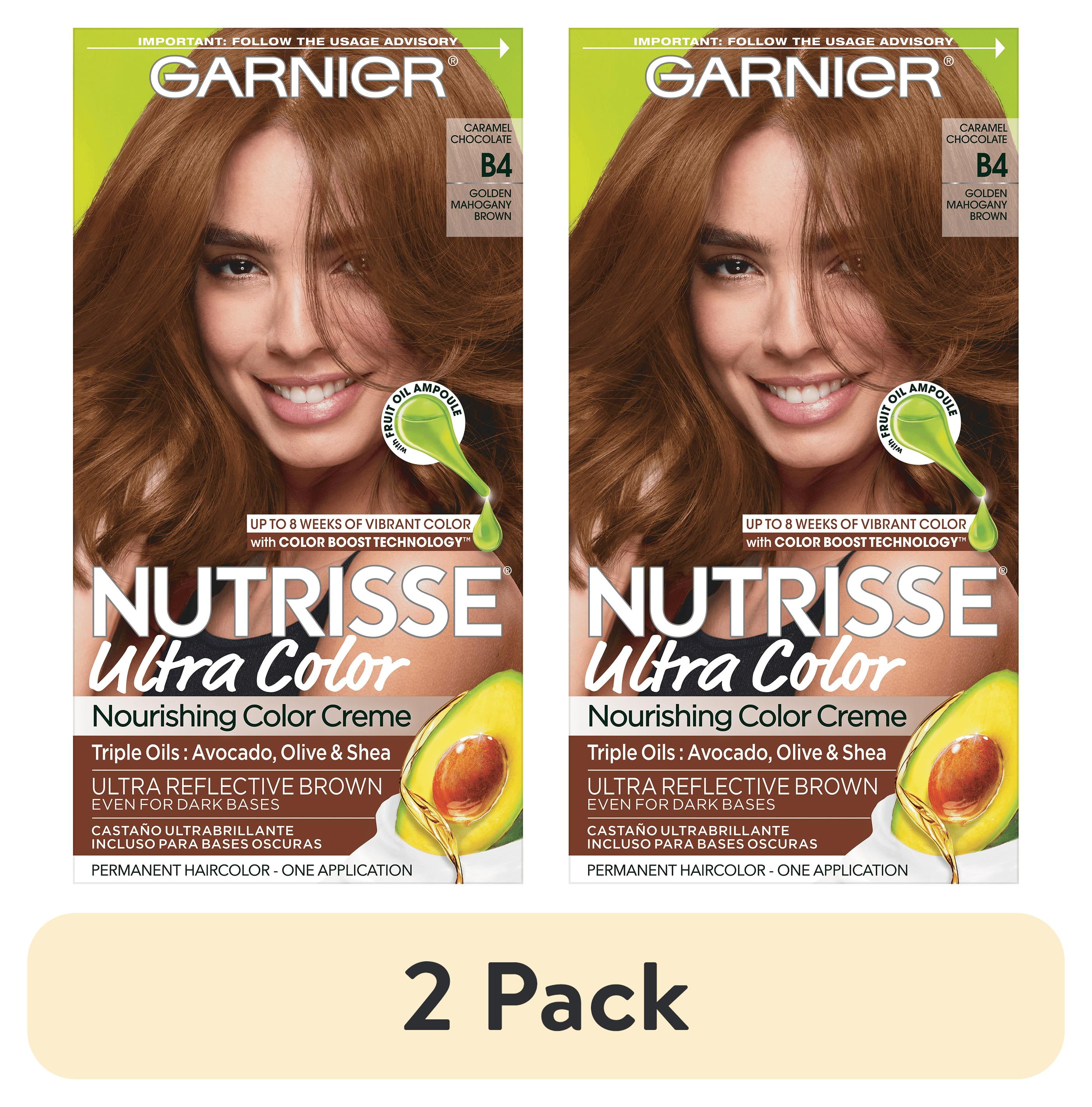 (2 pack) Garnier Nutrisse Nourishing Hair Color Creme, B4 Caramel ...