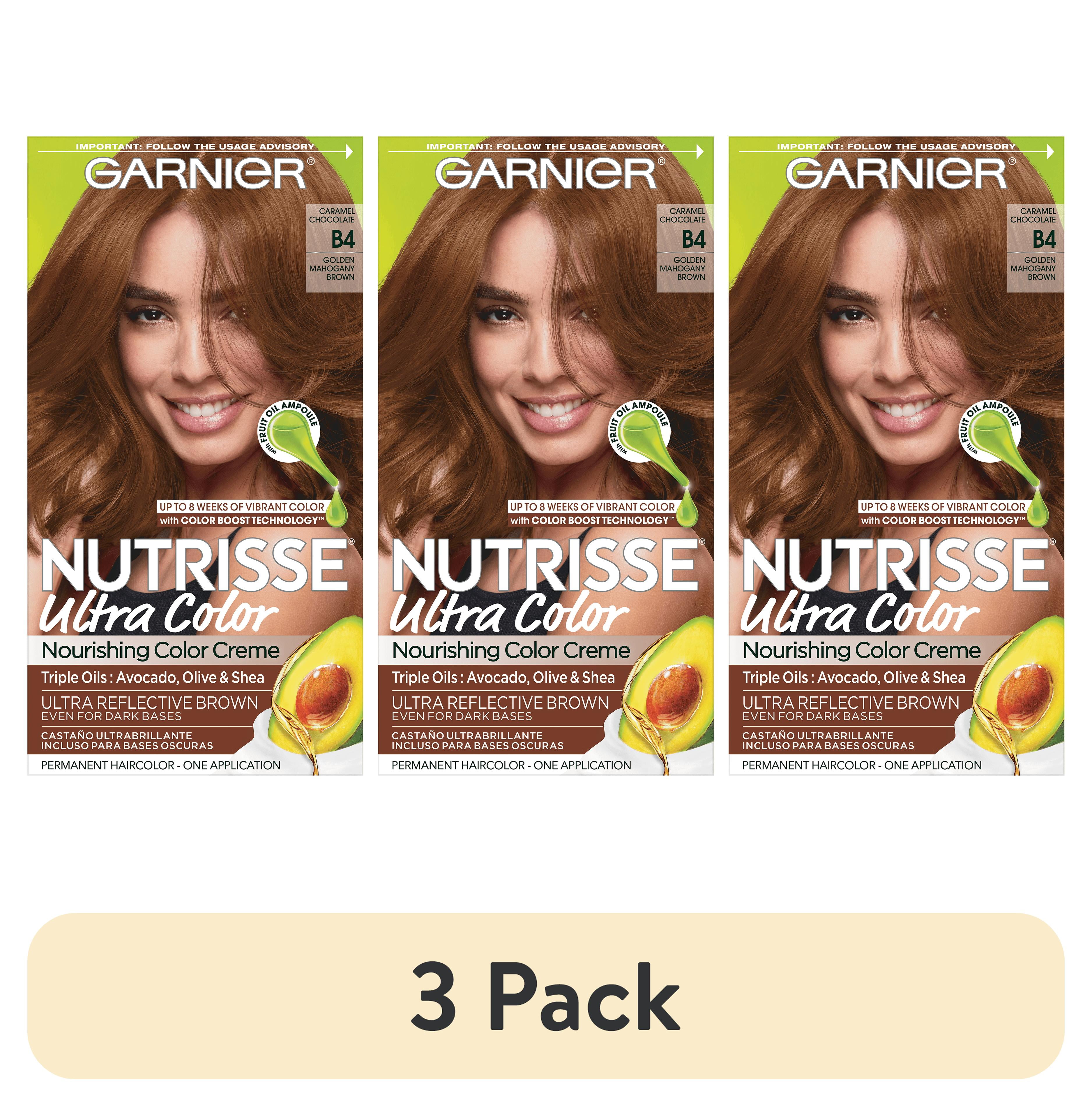 (3 pack) Garnier Nutrisse Nourishing Hair Color Creme, B4 Caramel ...
