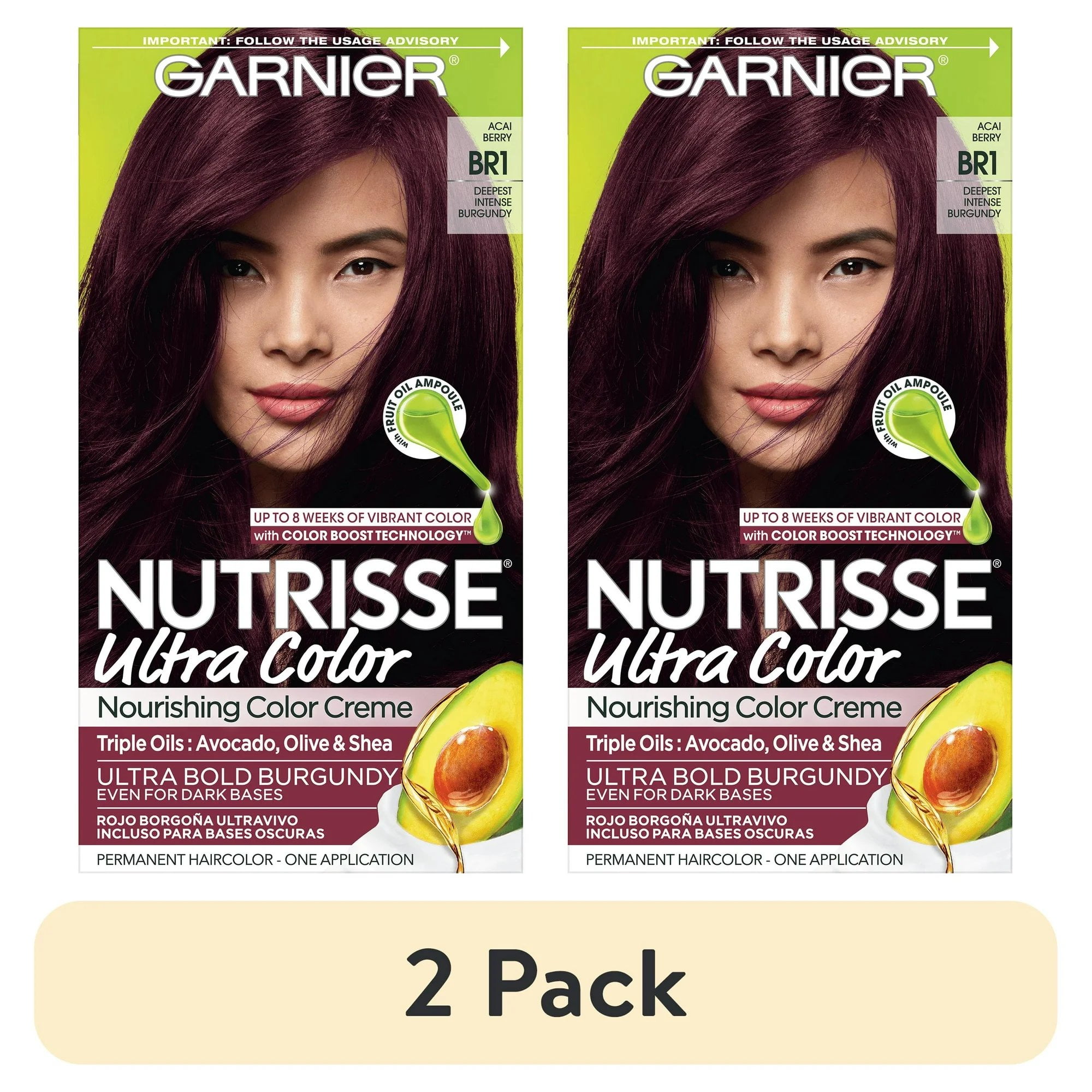 (2 pack) Garnier Nutrisse Nourishing Hair Color Creme, BR1 Deepest ...