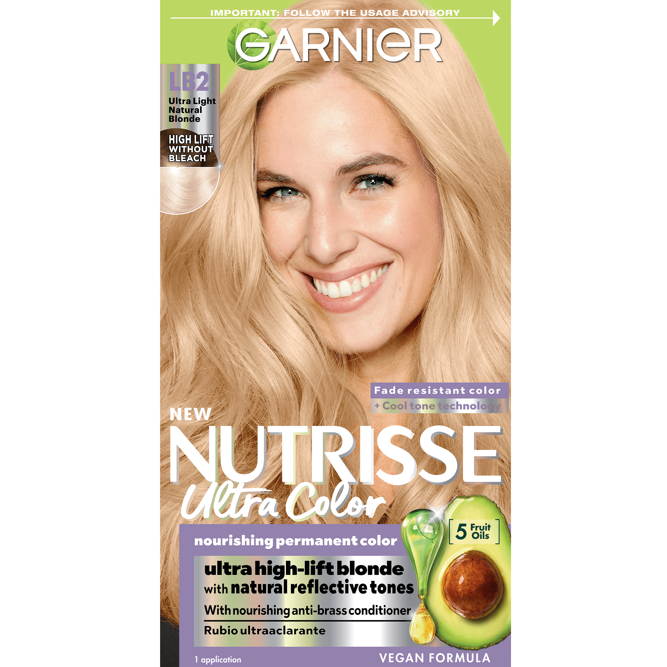 Garnier Nutrisse Nourishing Hair Color Creme, LB2 Ultra Light Natural ...