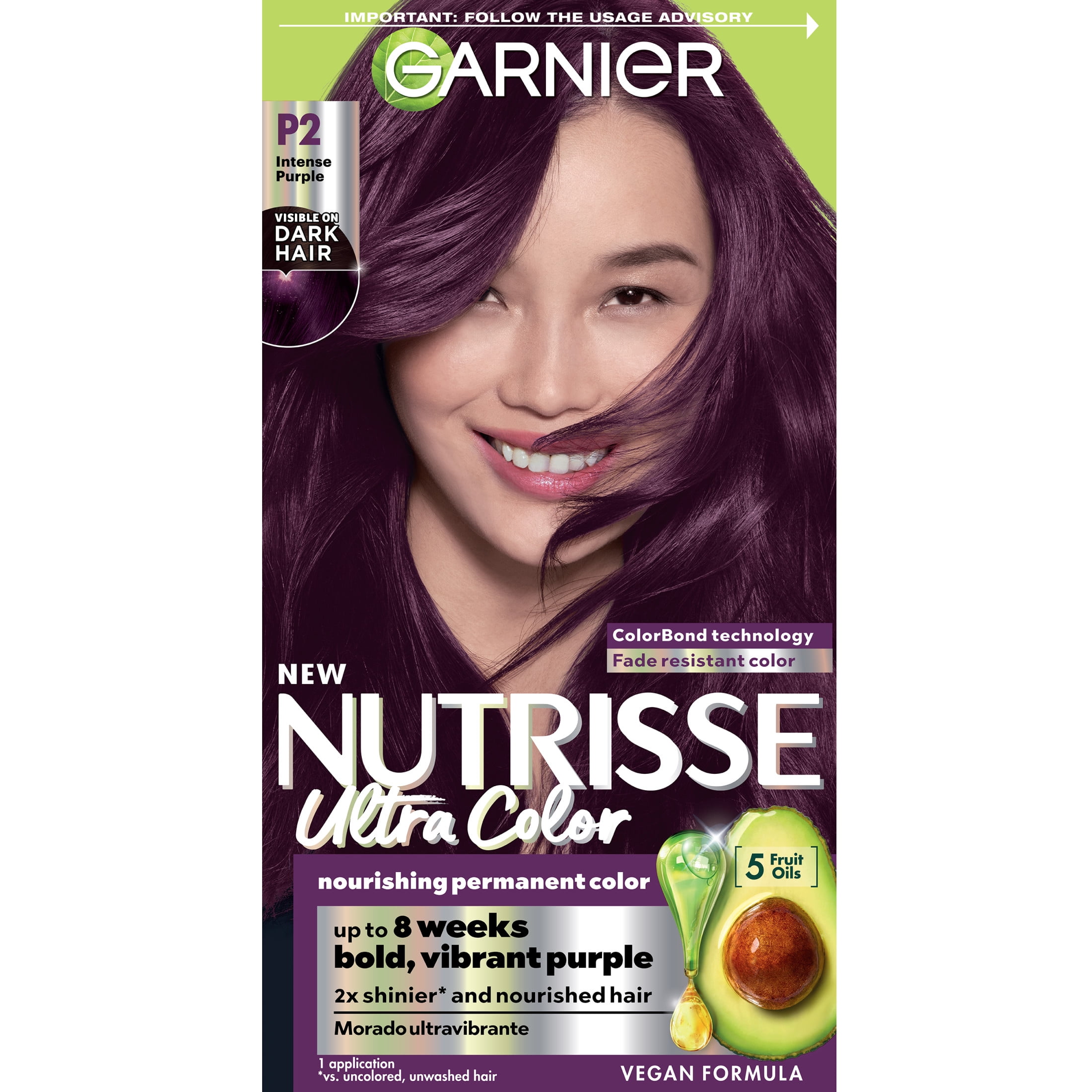 Garnier Nutrisse Nourishing Hair Color Creme, P2 Intense Purple ...