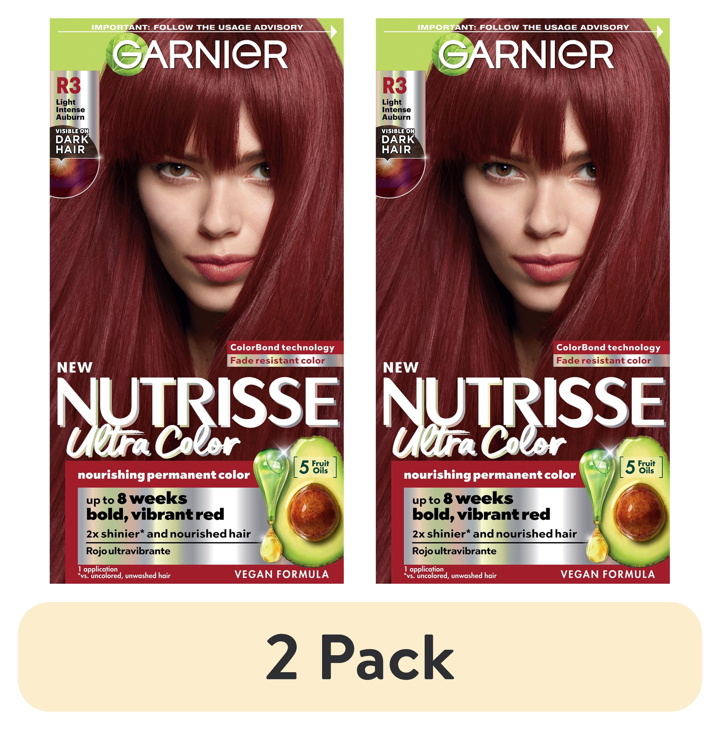 (2 pack) Garnier Nutrisse Nourishing Hair Color Creme, R3 Light Intense ...