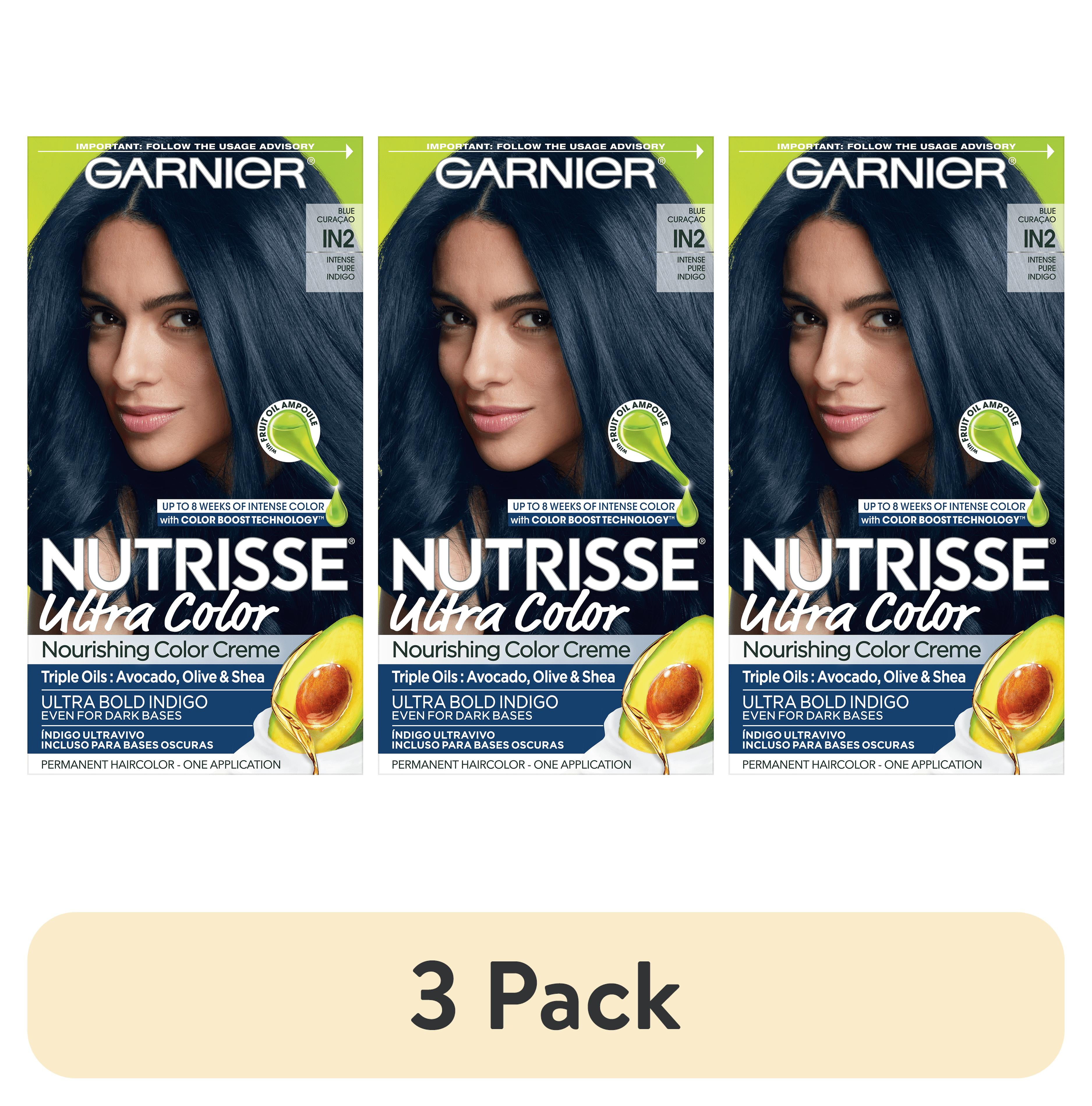(3 pack) Garnier Nutrisse Nourishing Hair Color, IN2 Blue Curacao, 4.2 ...