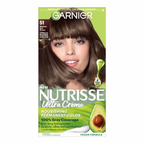 Garnier Nutrisse Nourishing Permanent Hair Color 51 Medium Ash Brown 1. ...