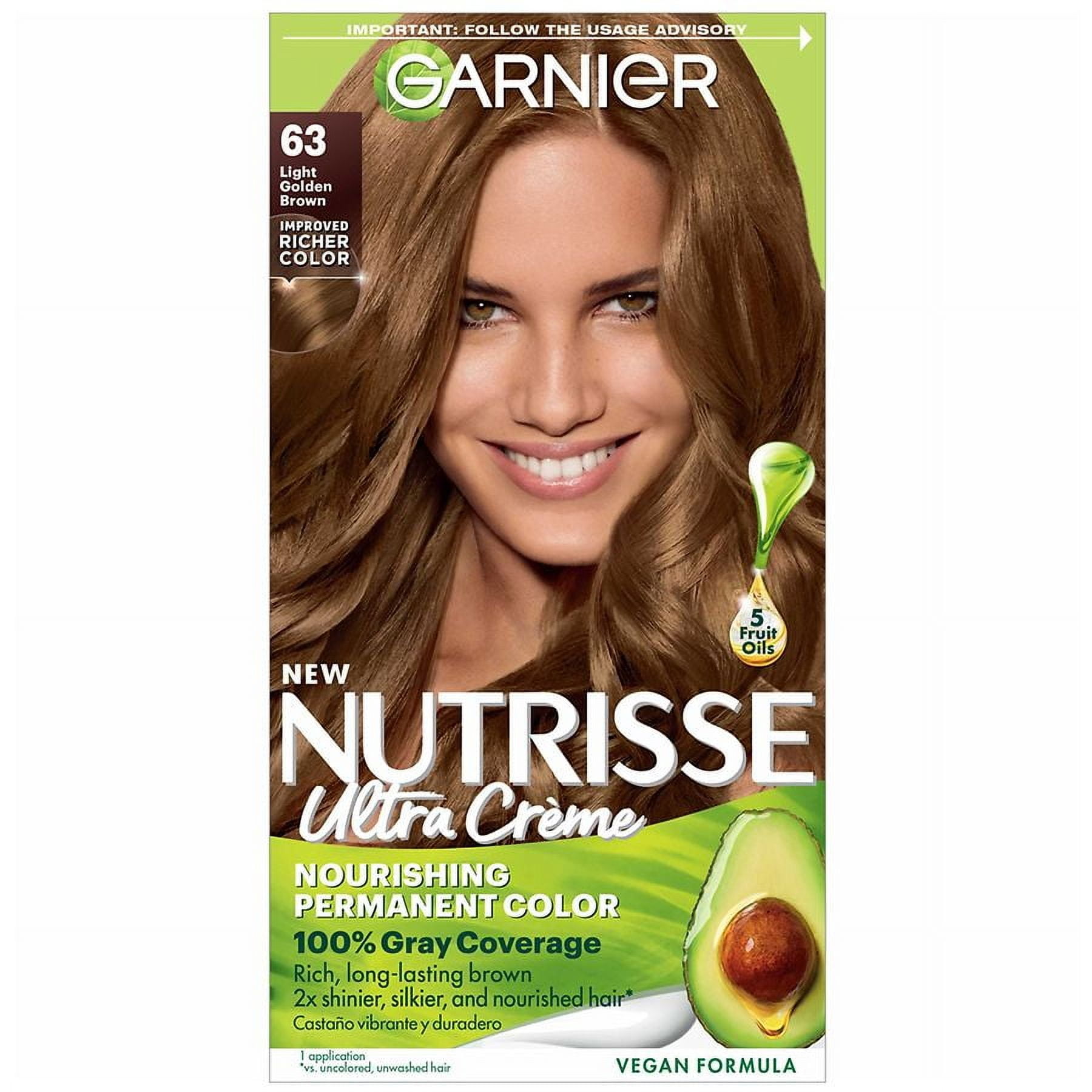Garnier Nutrisse Nourishing Permanent Hair Color, 63 Light Golden Brown ...