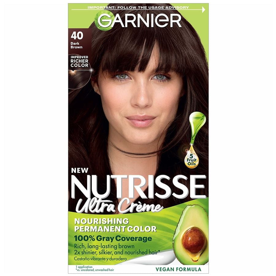 Garnier Nutrisse Nourishing Permanent Hair Color, Dark Brown 40 (Dark ...