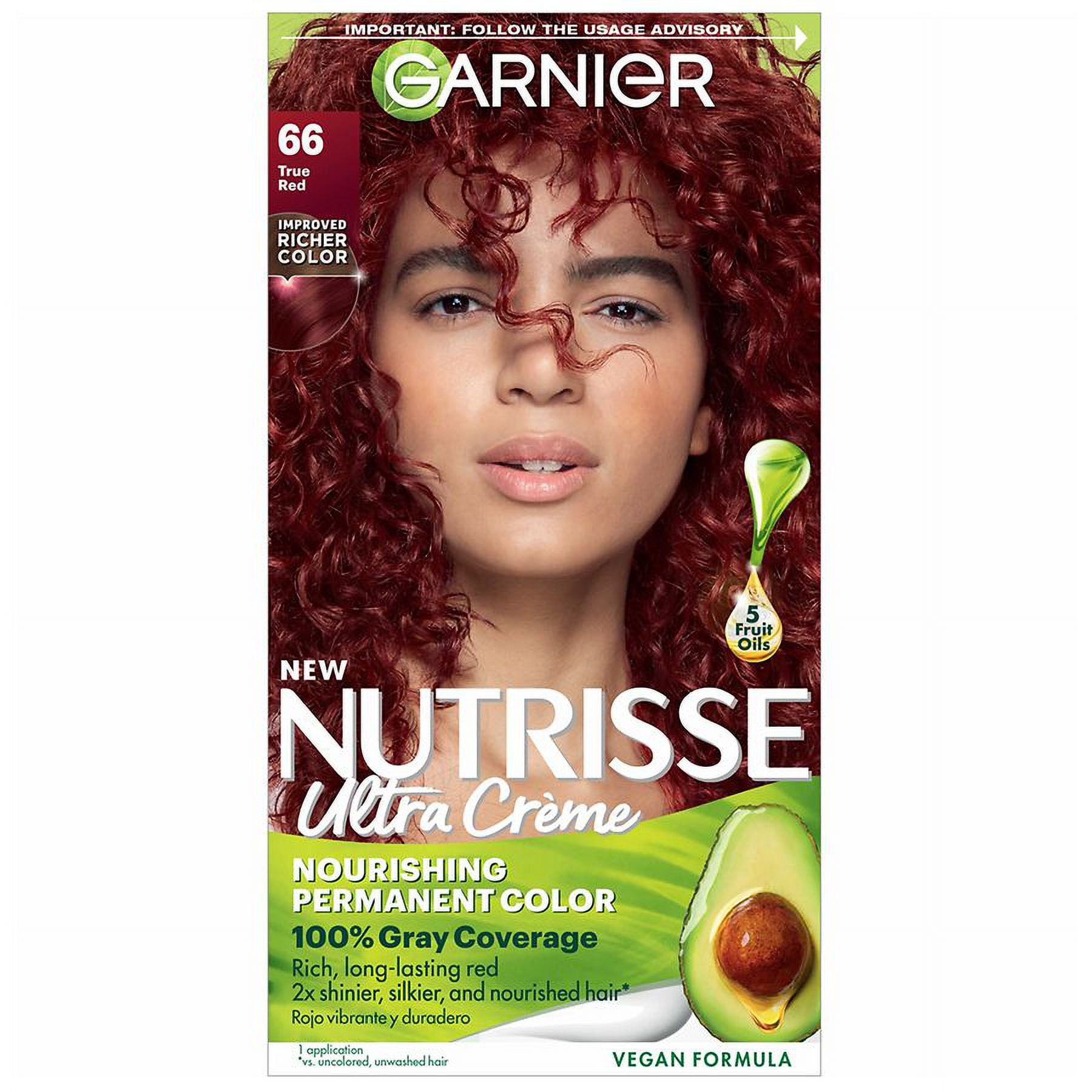 Garnier Nutrisse Nourishing Permanent Hair Color, True Red 66 ...