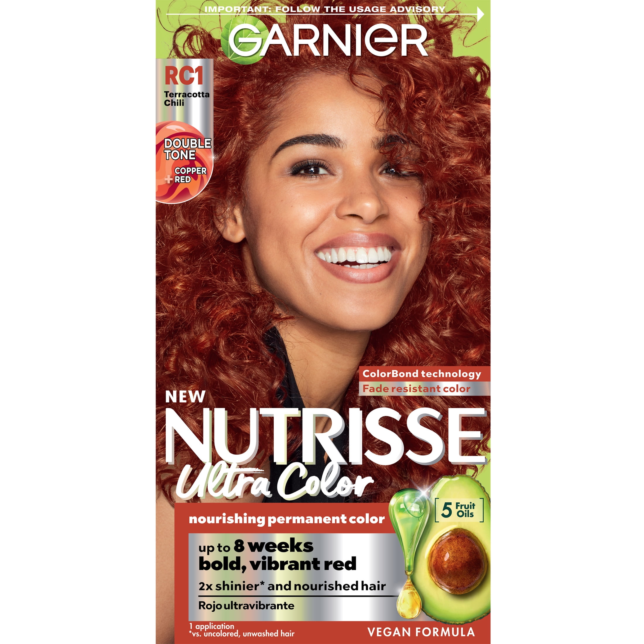 Garnier Nutrisse Ultra Color, RC1 Medium Copper Red, 8 Weeks Vibrant ...