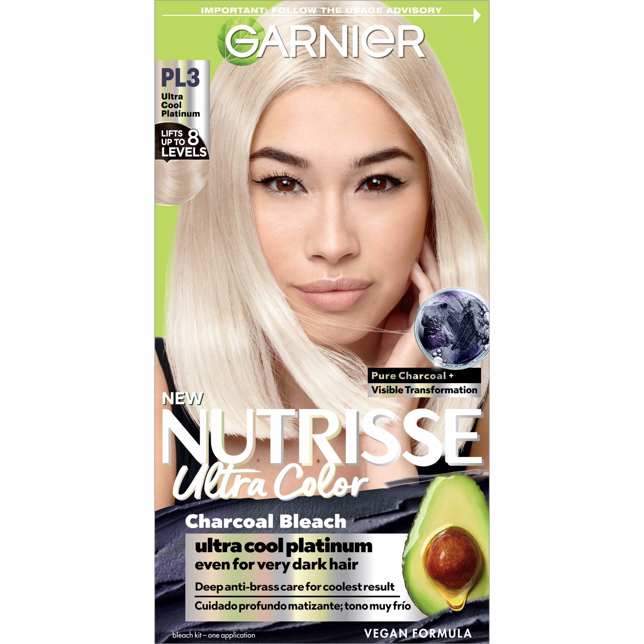 Garnier Ultra Charcoal Bleach Kit, PL3 Ultra Cool Platinum Hair ...