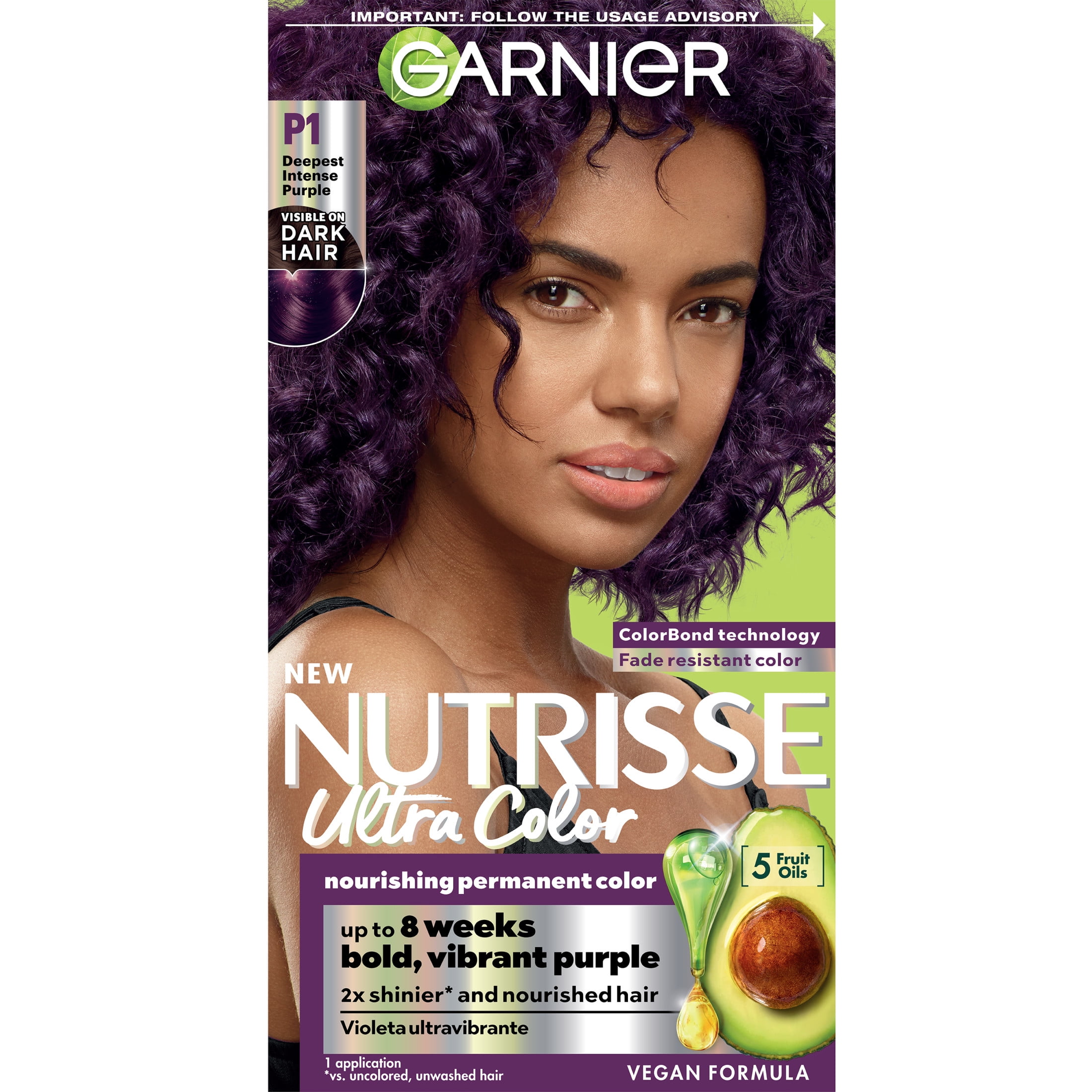 Garnier Nutrisse Hair Color Creme, P1 Deepest Intense Purple Dye ...