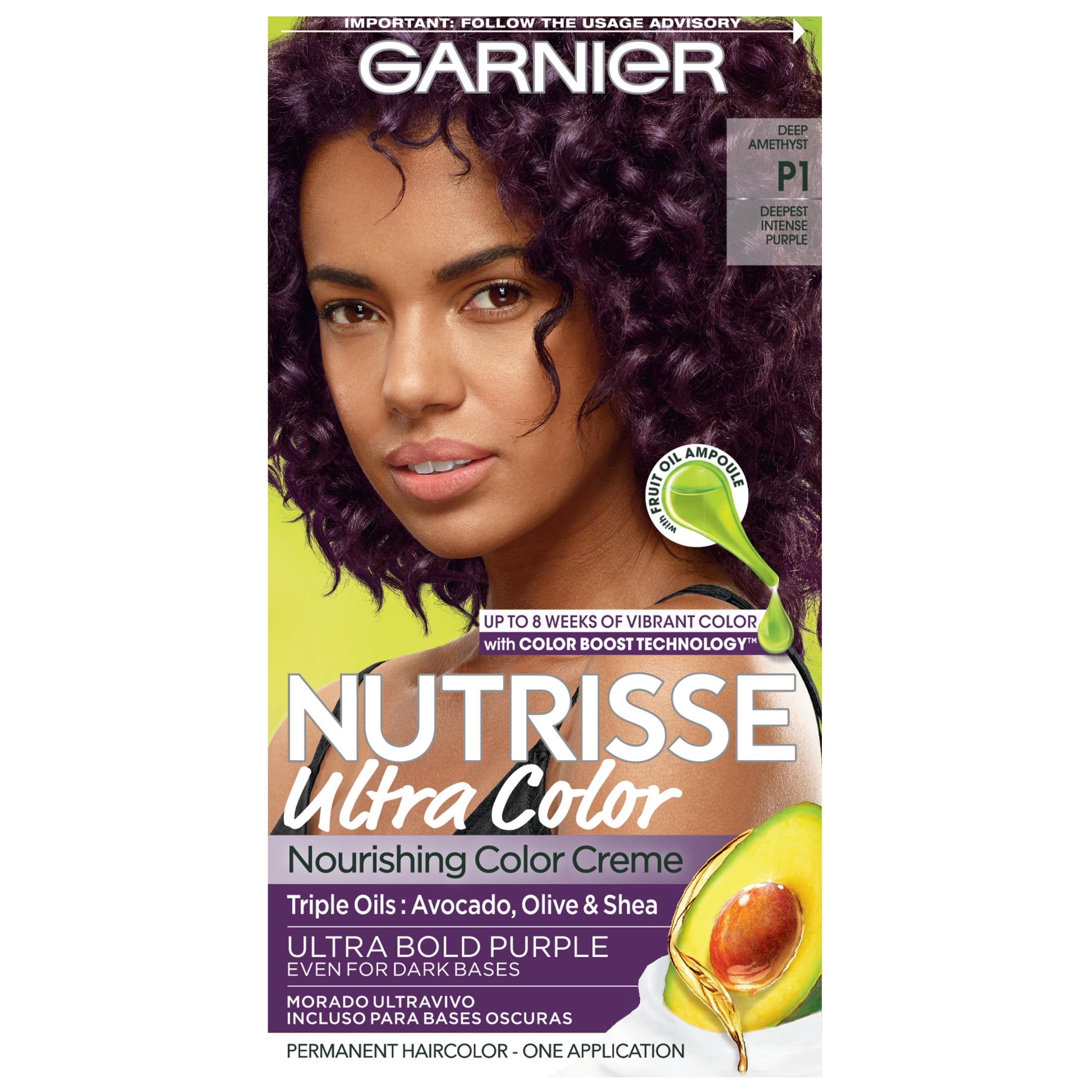 Garnier Nutrisse Hair Color Creme, P1 Deepest Intense Purple Dye ...