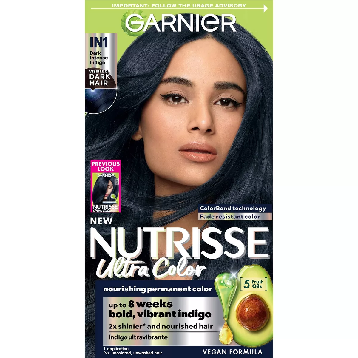 Garnier Nutrisse Ultra Nourishing Color Creme - IN1 Dark Intense Indigo,( Pack of 1). - Walmart.com