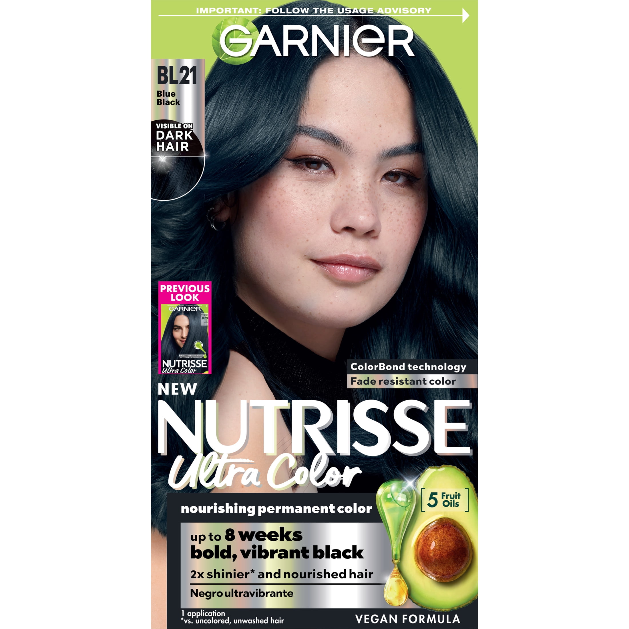 Garnier Nutrisse Ultra Nourishing Hair Color Creme, BL21 Blue Black, 1 ...