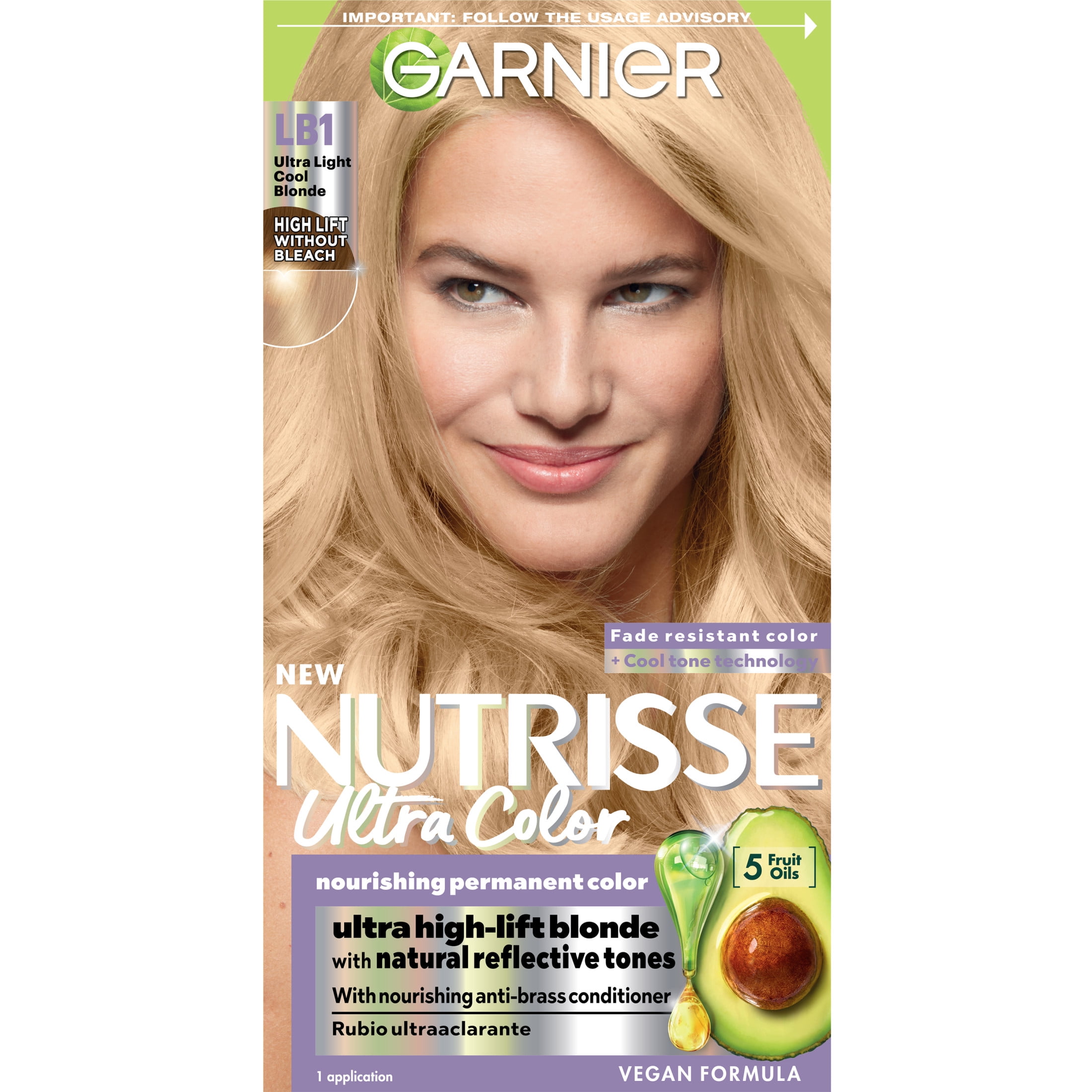 Garnier Nutrisse Ultra Hair Color, LB1 Light Cool Blonde, Nourishing ...