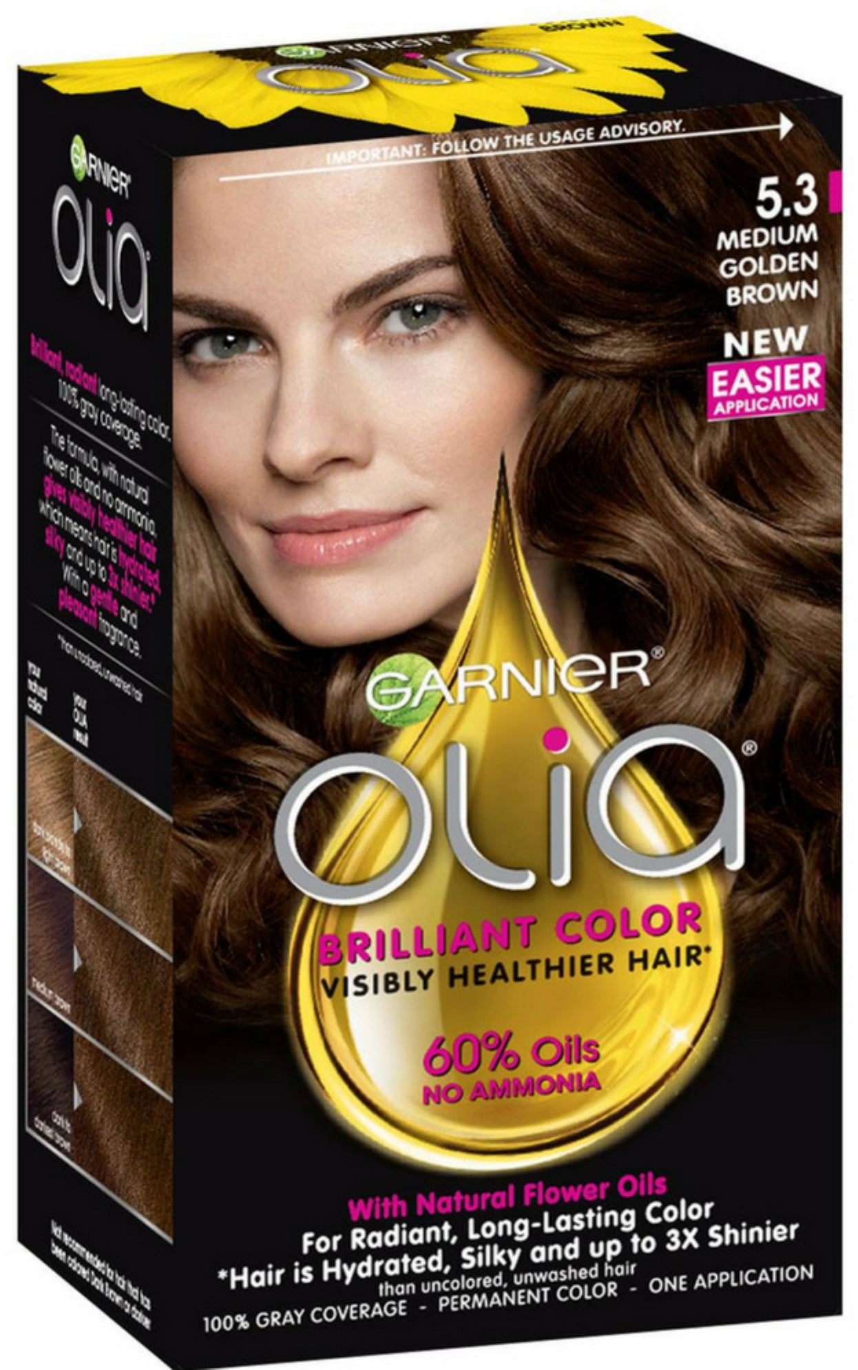 Garnier Olia Ammonia-Free Permanent Hair Color, Medium Golden Brown [5.3], Oil-Powered, 1 Each ...