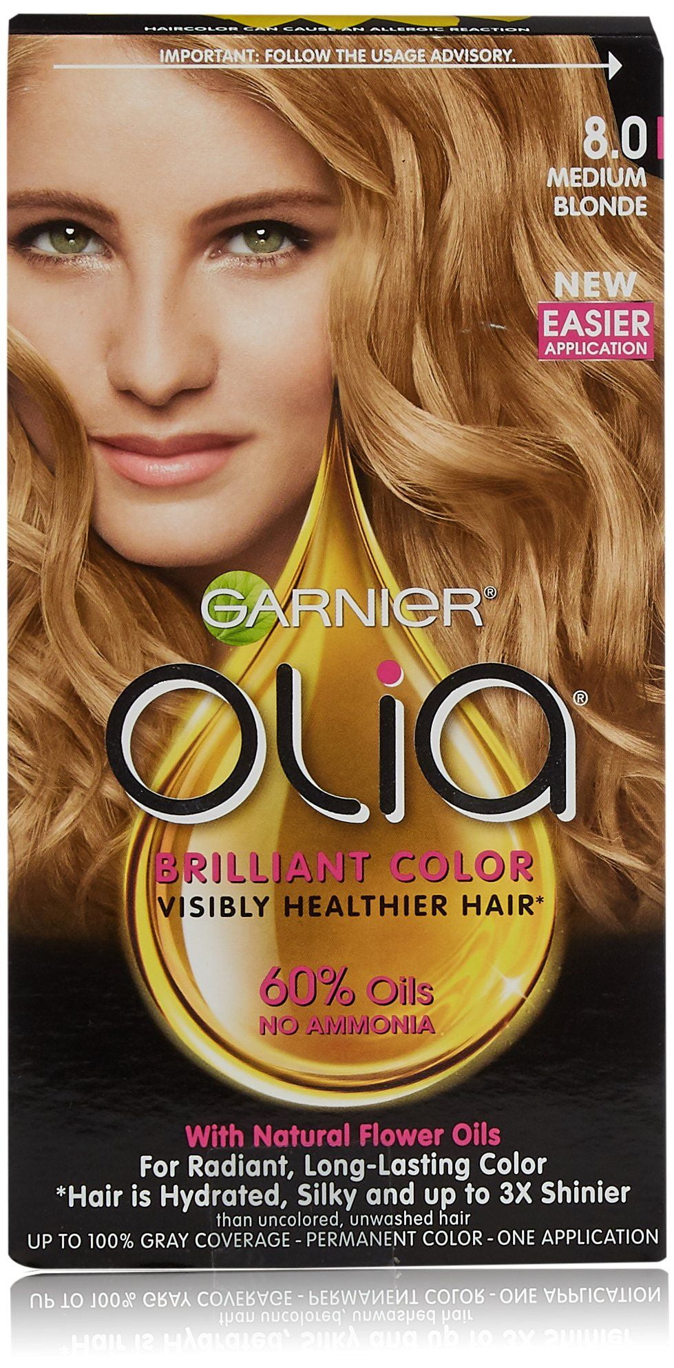 Garnier Olia Ammonia Free Permanent Hair Color, 100% Gray Coverage , 8. ...