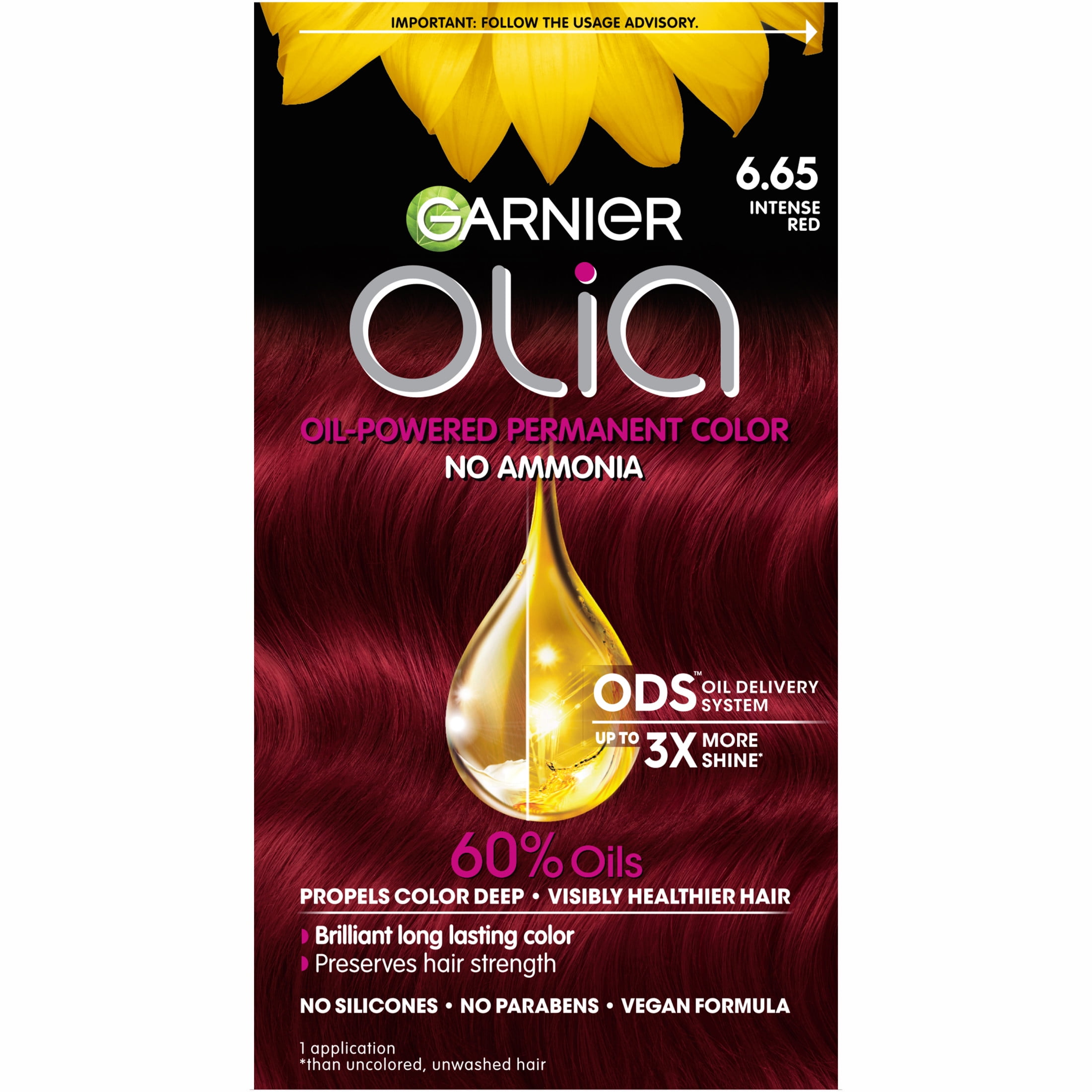 Garnier Olia Long Lasting Permanent Hair Color Kit with 60% Oils, 6.65 Intense Red - Walmart.com